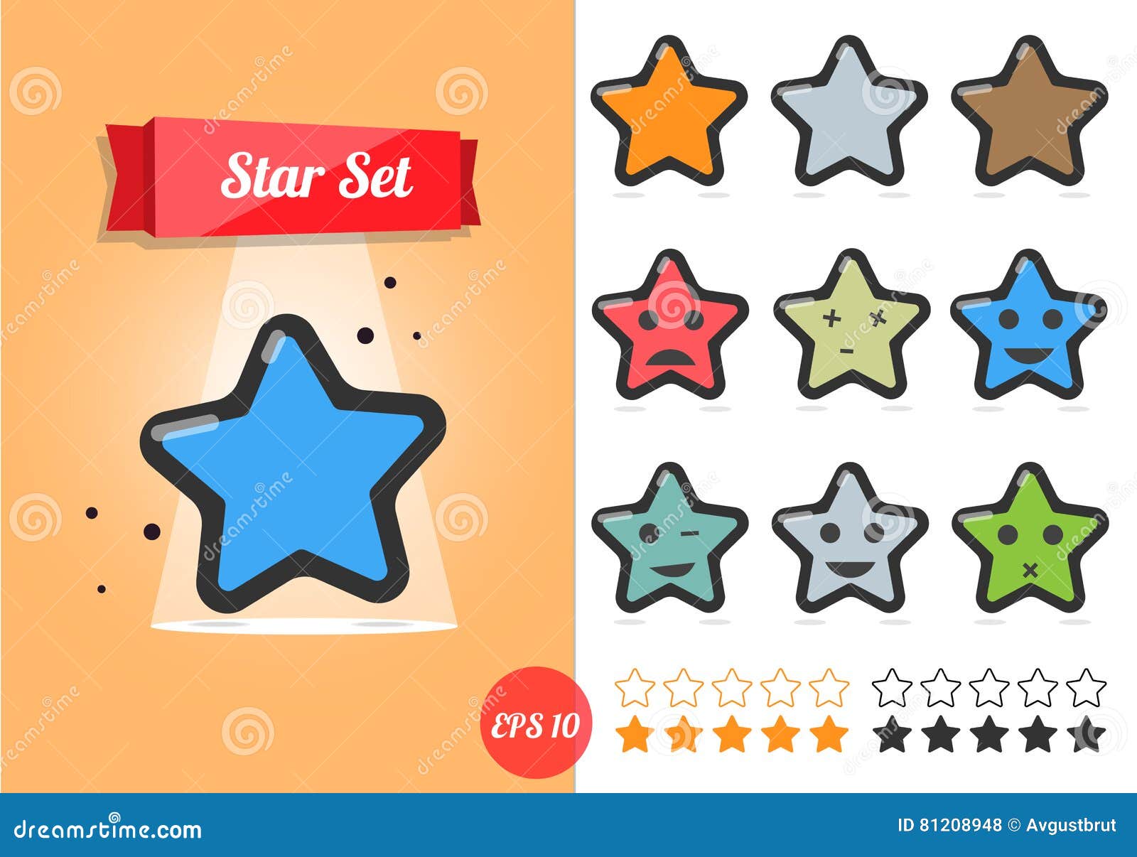 Star Vector Illustration Set on White Background. a Cartoon Style ...