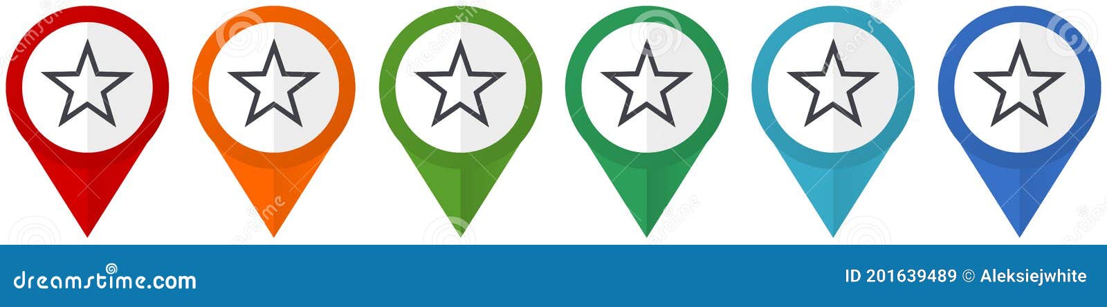 Star Vector Pointers, Set of Colorful Flat Design Icons Isolated on ...