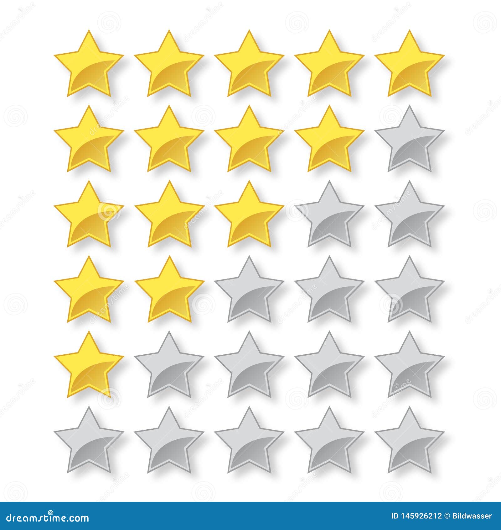 5 Star Vector Rating with Full and Empty Stars Stock Vector ...