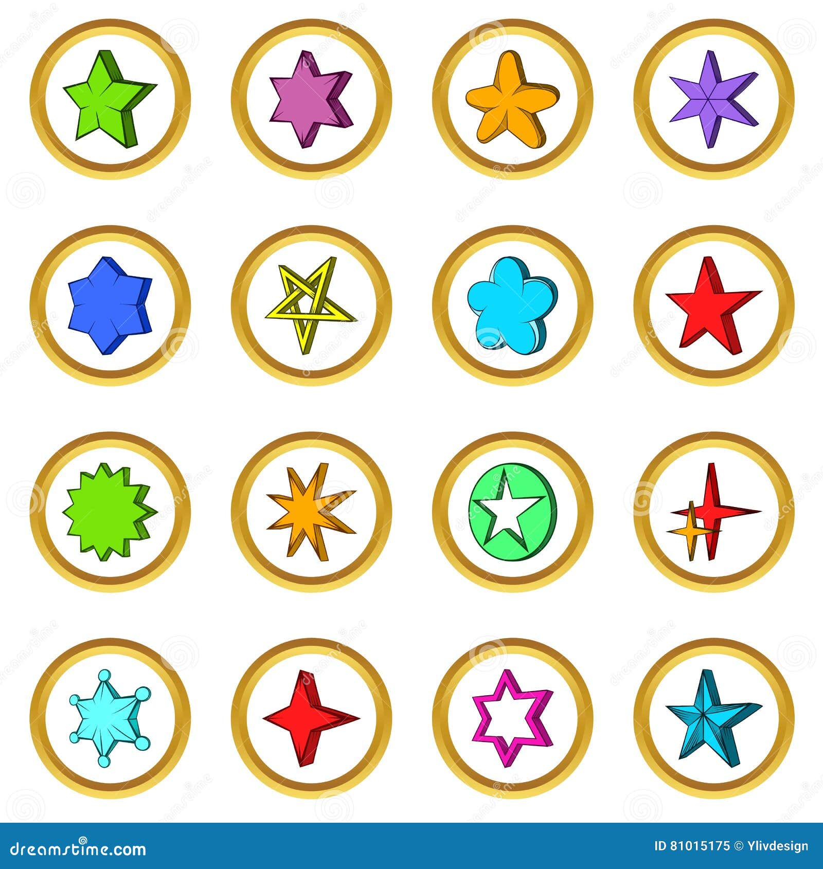 Star Vector Set, Cartoon Style Stock Vector - Illustration of ...