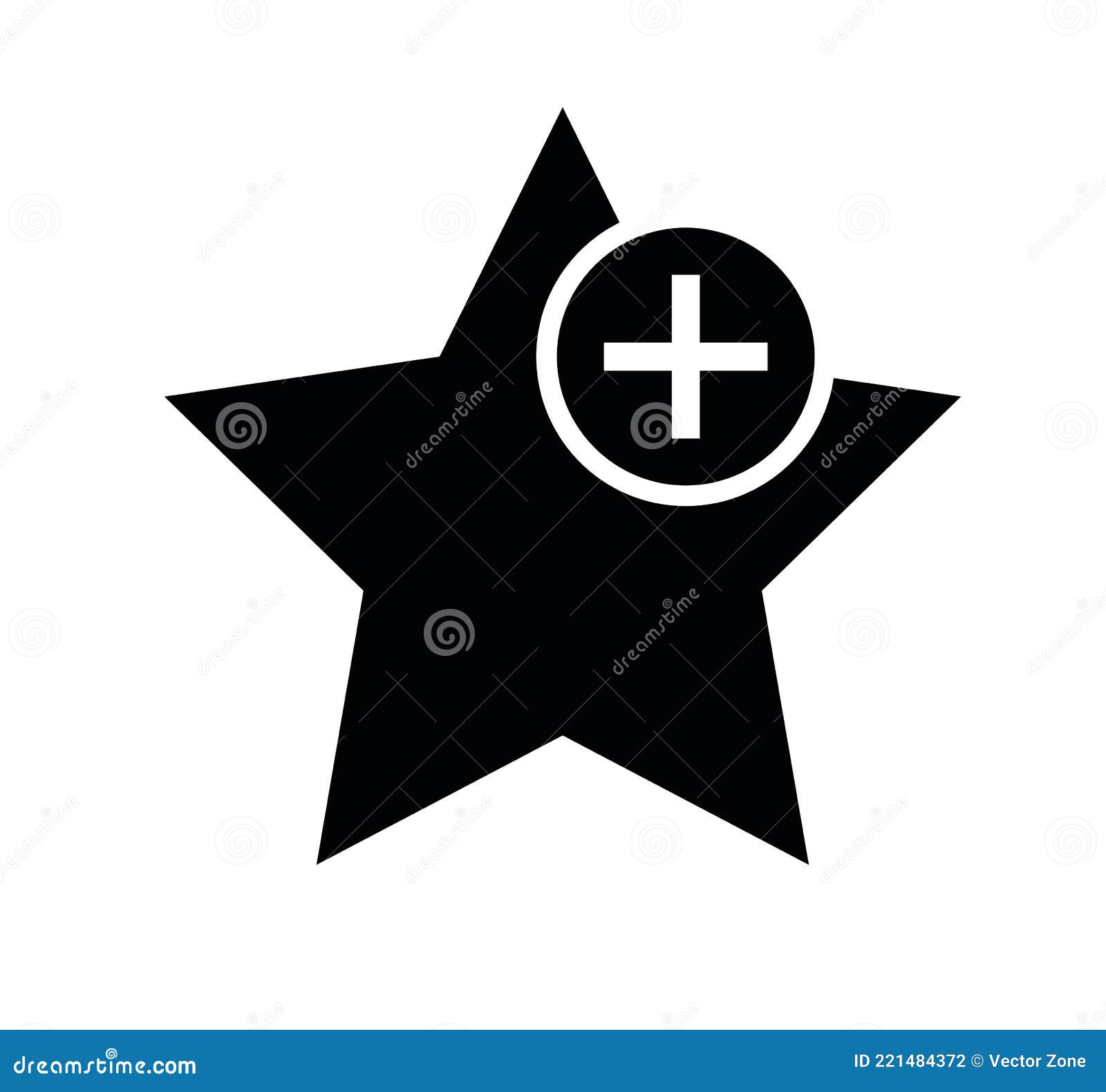 Star Vector Shape Icon with Plus Mark Symbol Isolated on White ...