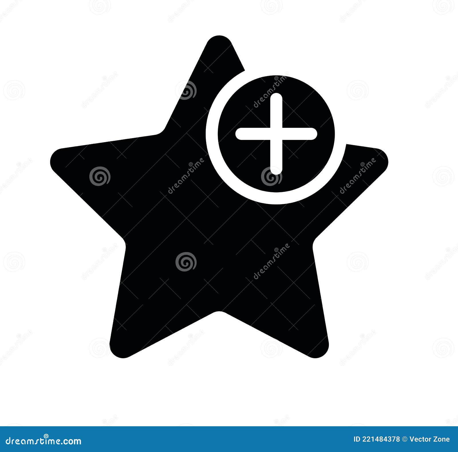 Star Vector Shape Icon with Plus Mark Symbol Isolated on White ...