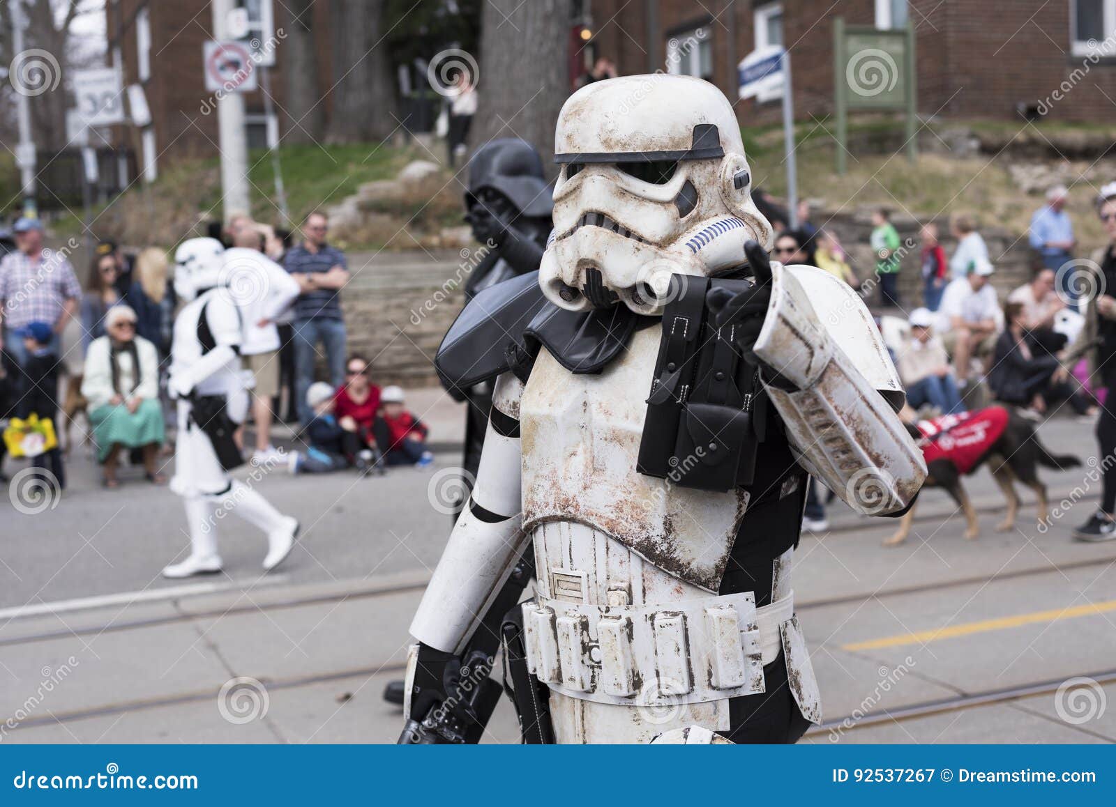 The Star Wars Character Stormtrooper Walks Along the Queen St E Toronto ...