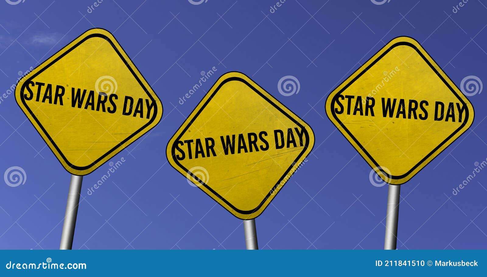 Star Wars Day - Three Yellow Signs with Blue Sky Background Editorial ...