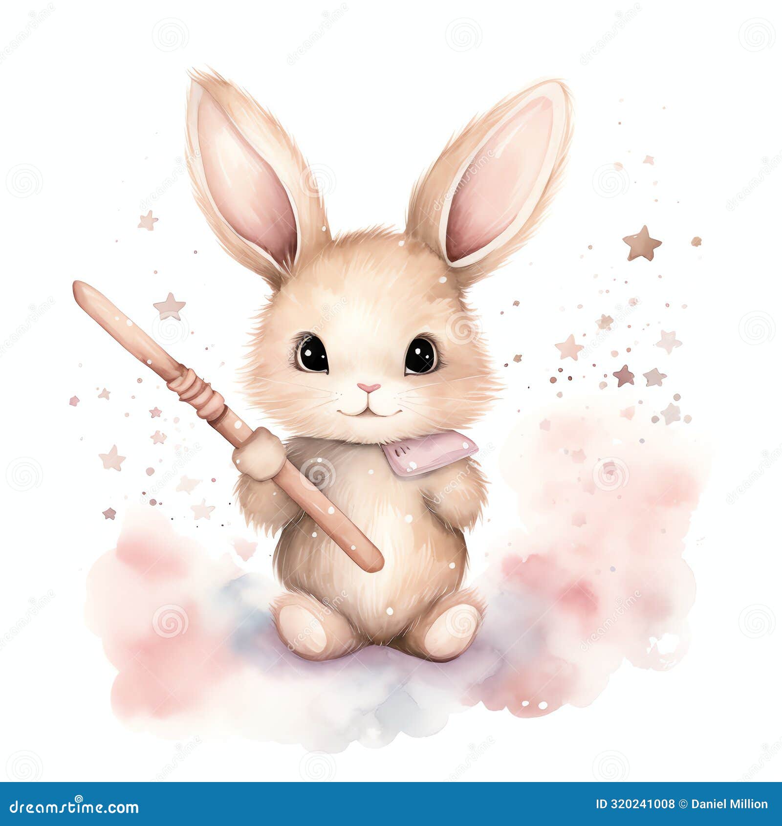 Star Wars Inspired Cute Bunny Pink Cute Bunny Watercolor Stock ...