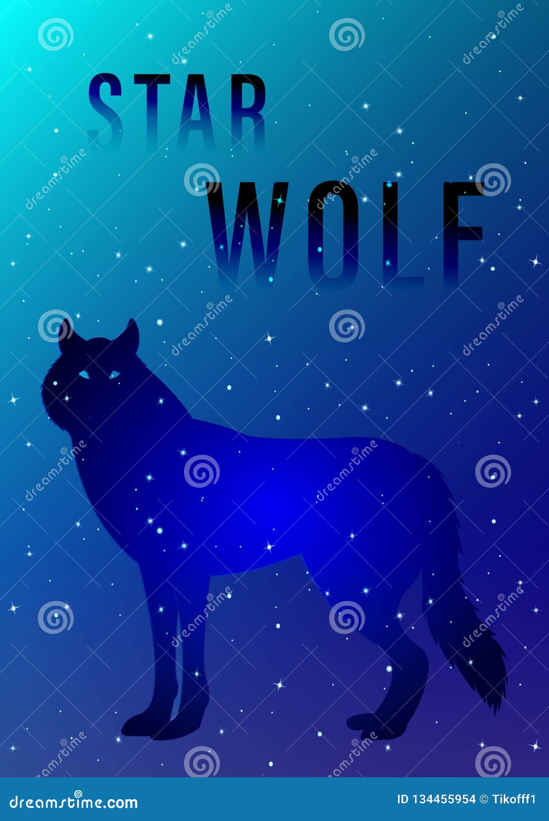 Star Wolf, Silhouette Against the Starry Sky Stock Vector ...