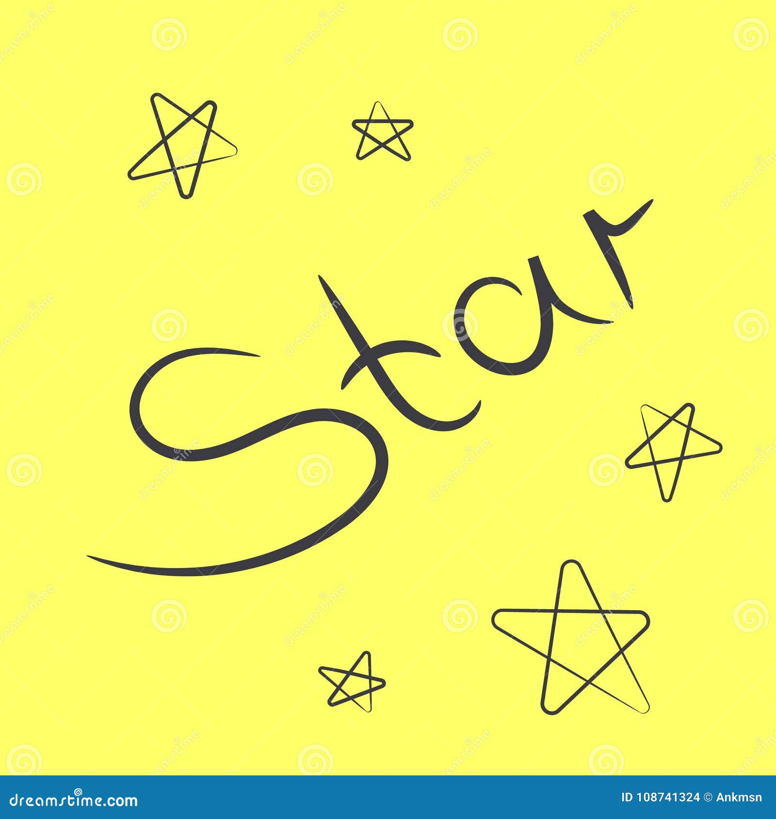 Star Word Hand Drawn Lettering Note Design Element Stock Vector ...