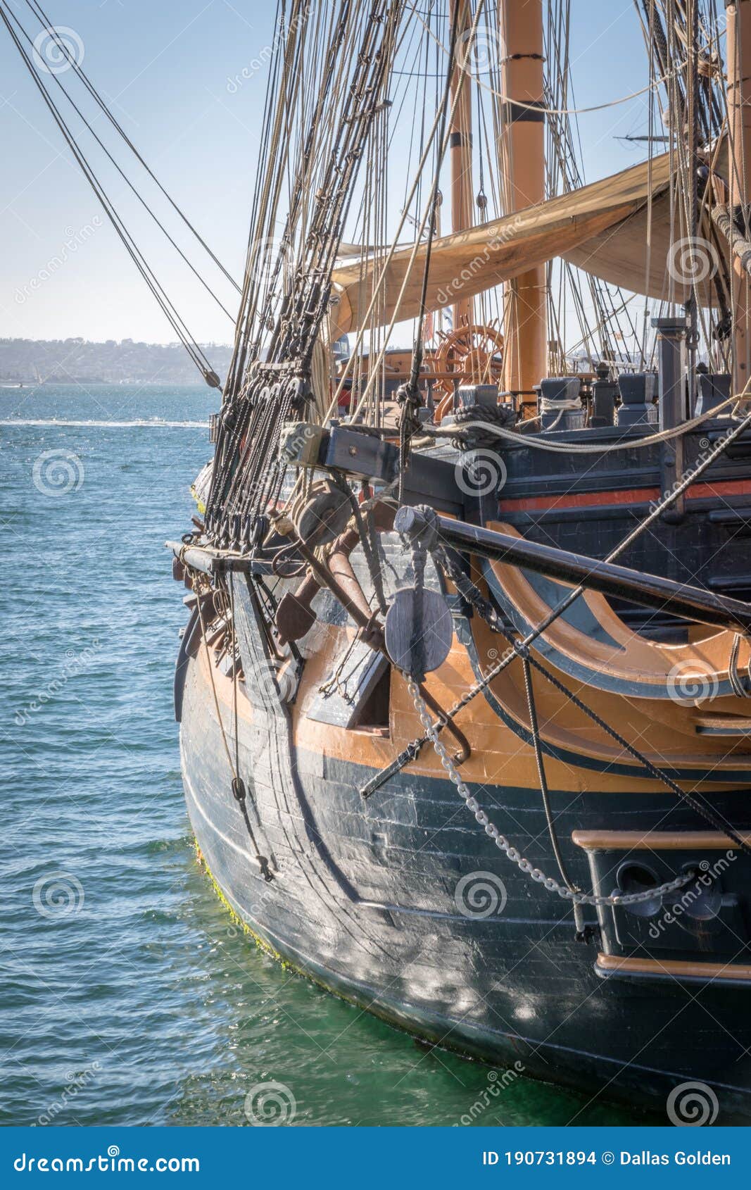 Starboard Side of Historic Sailing Ship Stock Photo - Image of wooden ...