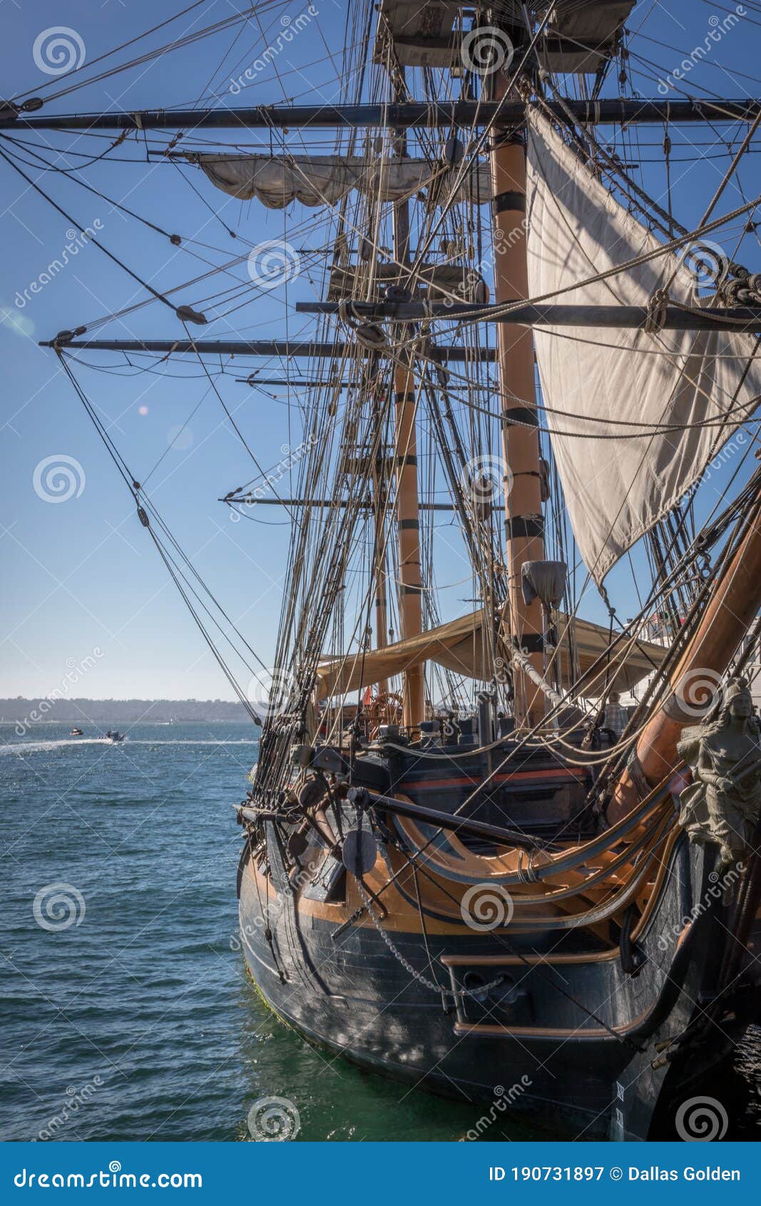 Starboard Side of Historic Sailing Ship Stock Image - Image of nautical ...