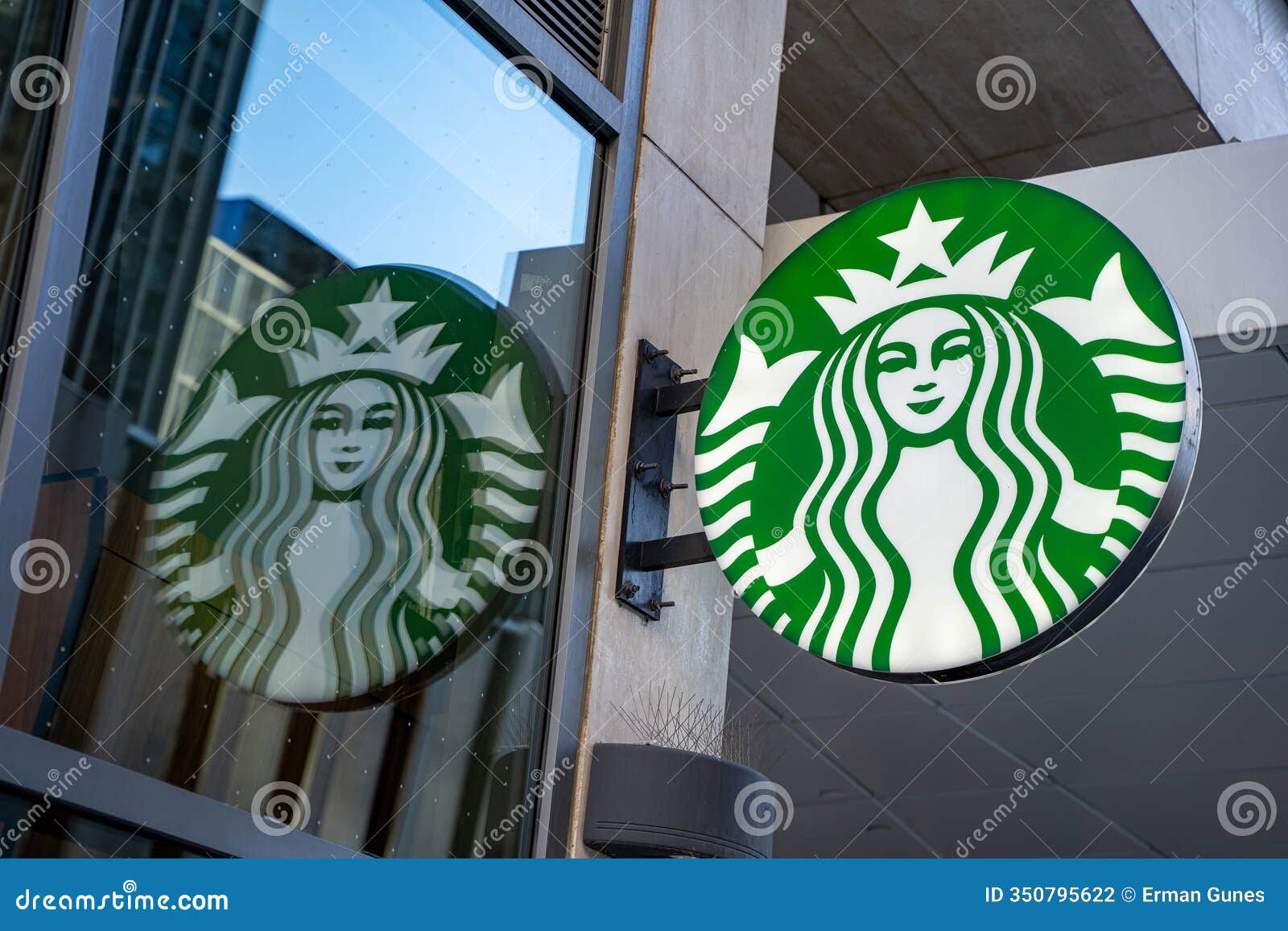 Starbucks Coffee Logo in Front of the Shop. Editorial Photography ...