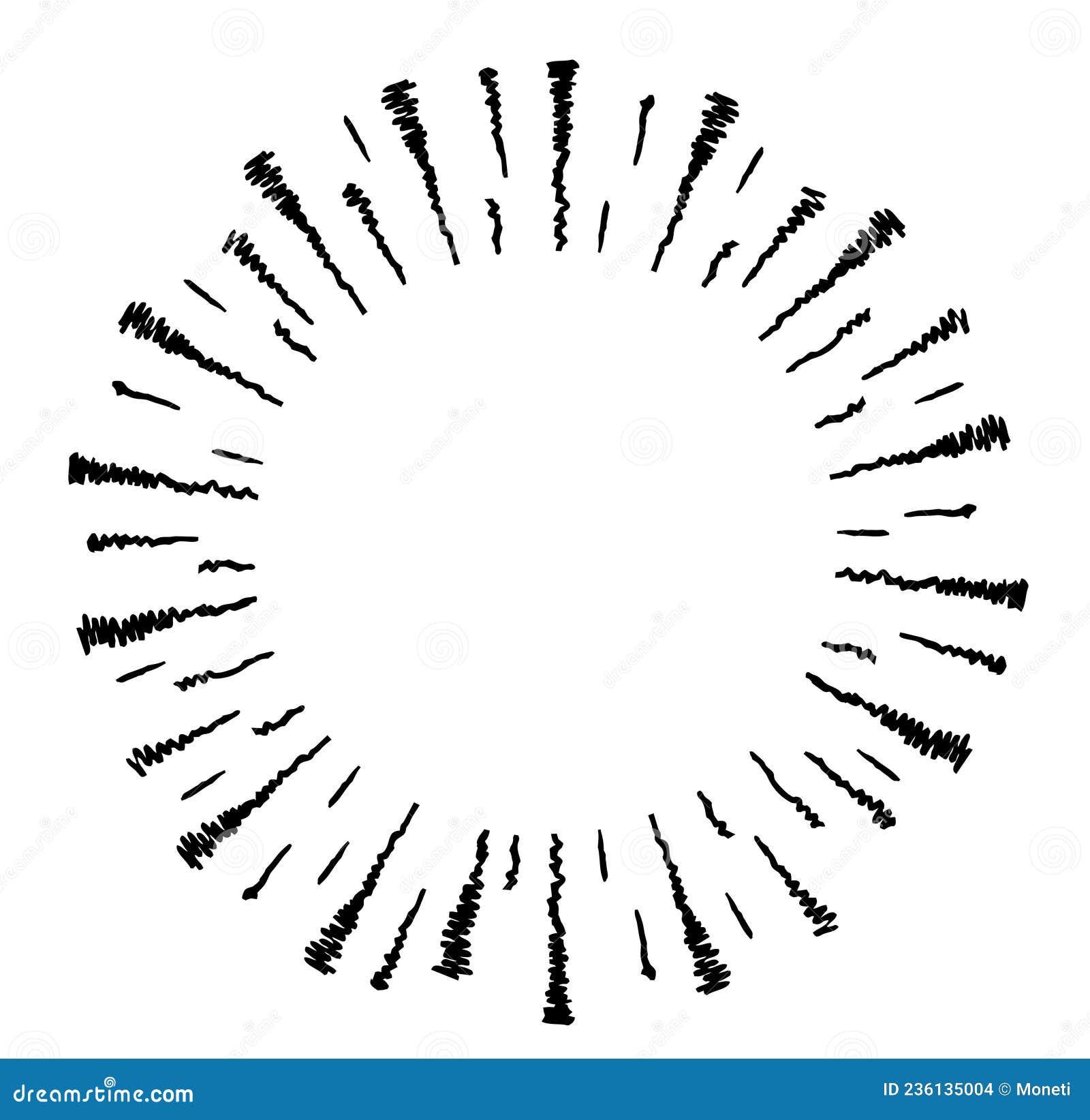 Starburst Doodle Design Element. Sunburst Frames Sketch Illustration ...