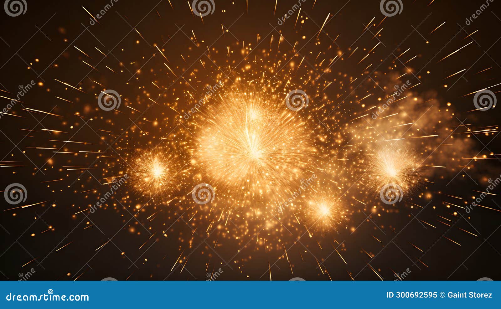Firework Border Background, Gold Fireworks Frame With Stars And ...