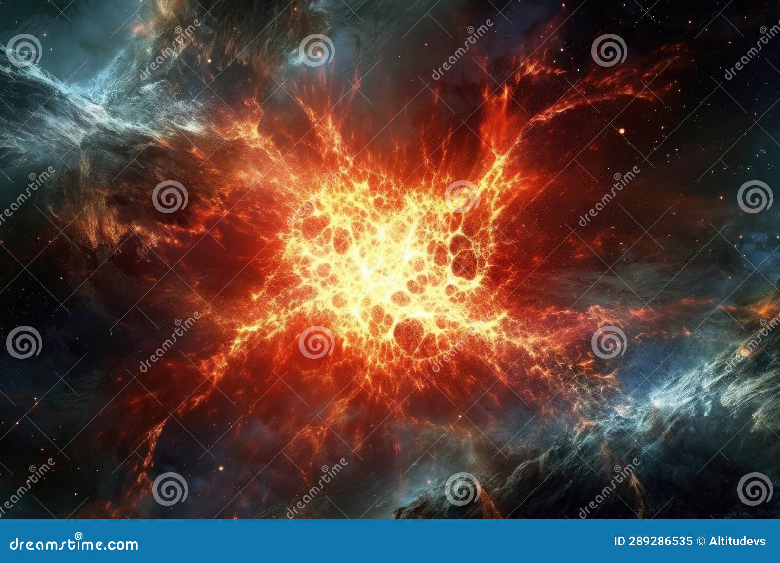 Starburst Galaxy with Intense Star-forming Regions Stock Illustration ...