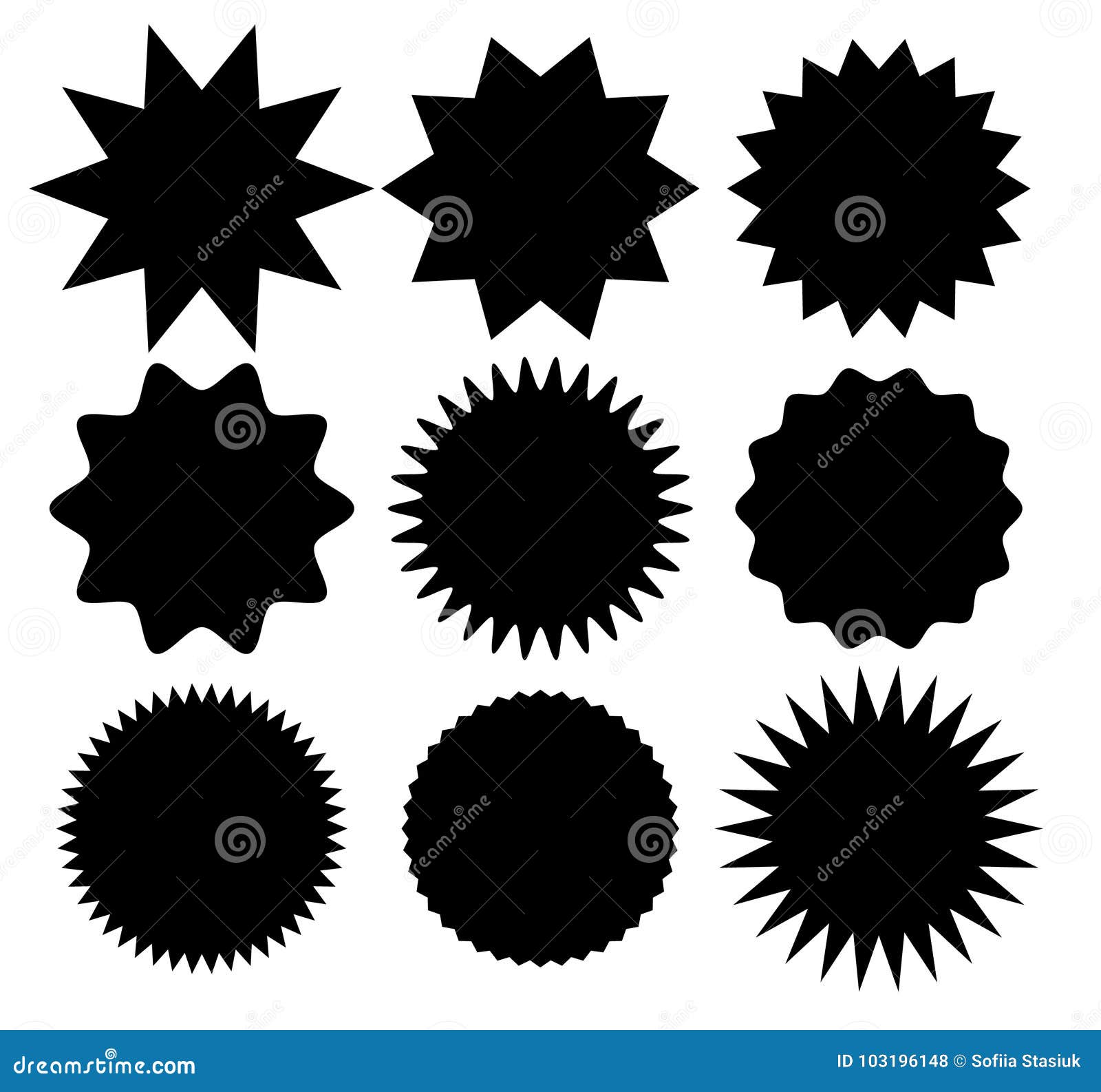 Starburst Icons Set, Sunburst Badges. Stock Vector - Illustration of ...