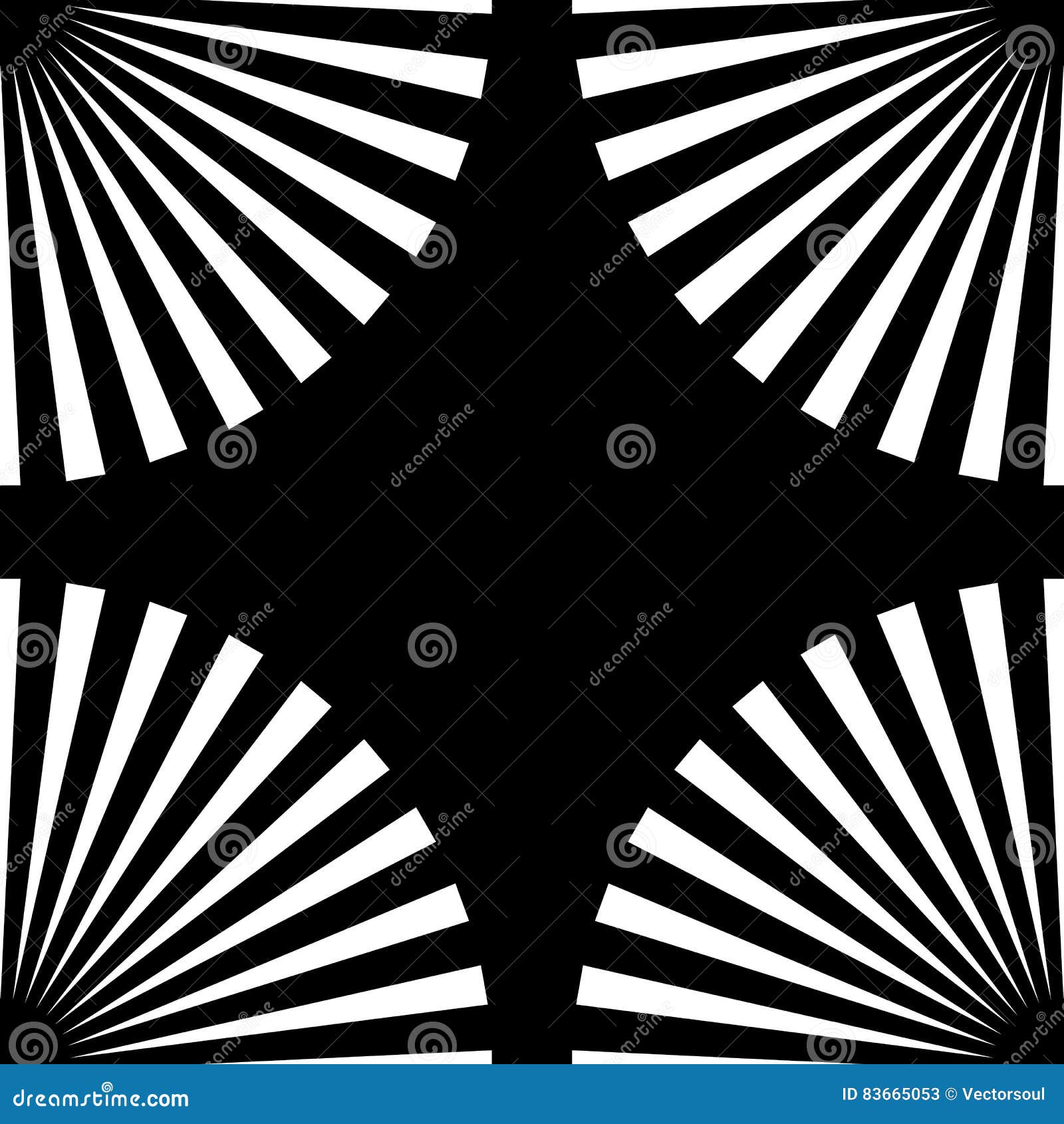 Starburst Rays, Beams Seamless Geometric Pattern. Monochrome R Stock ...