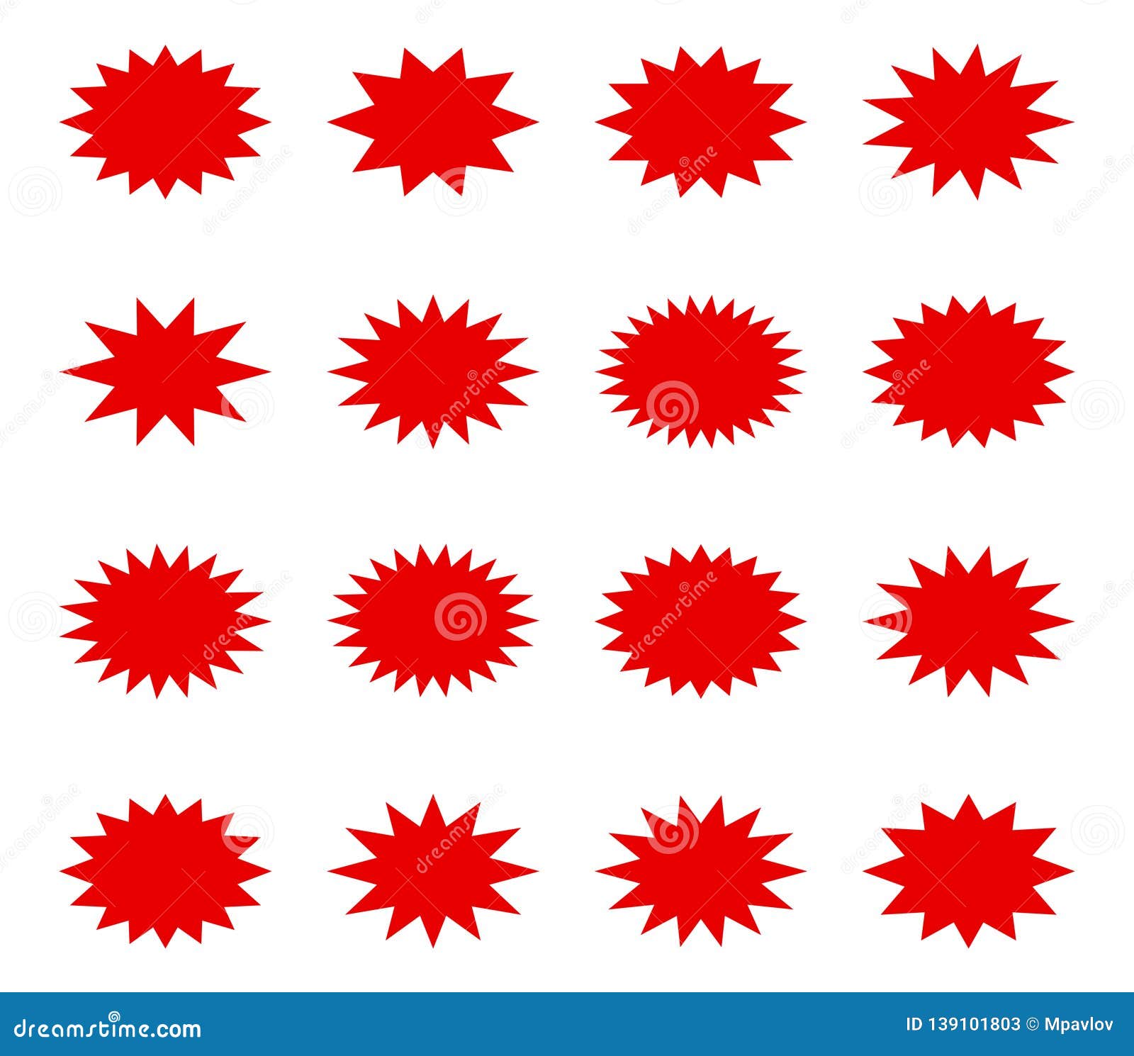 Starburst Speech Bubble Set Oval Shape. a Set of Stars with Different ...