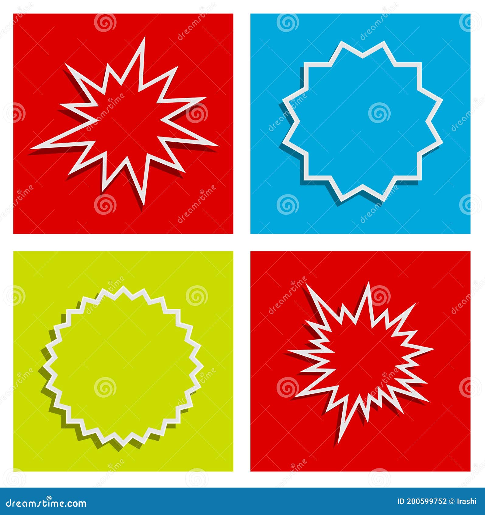 Splash Star Icon Set In Flat Style. Set Of Explosion Background For A ...