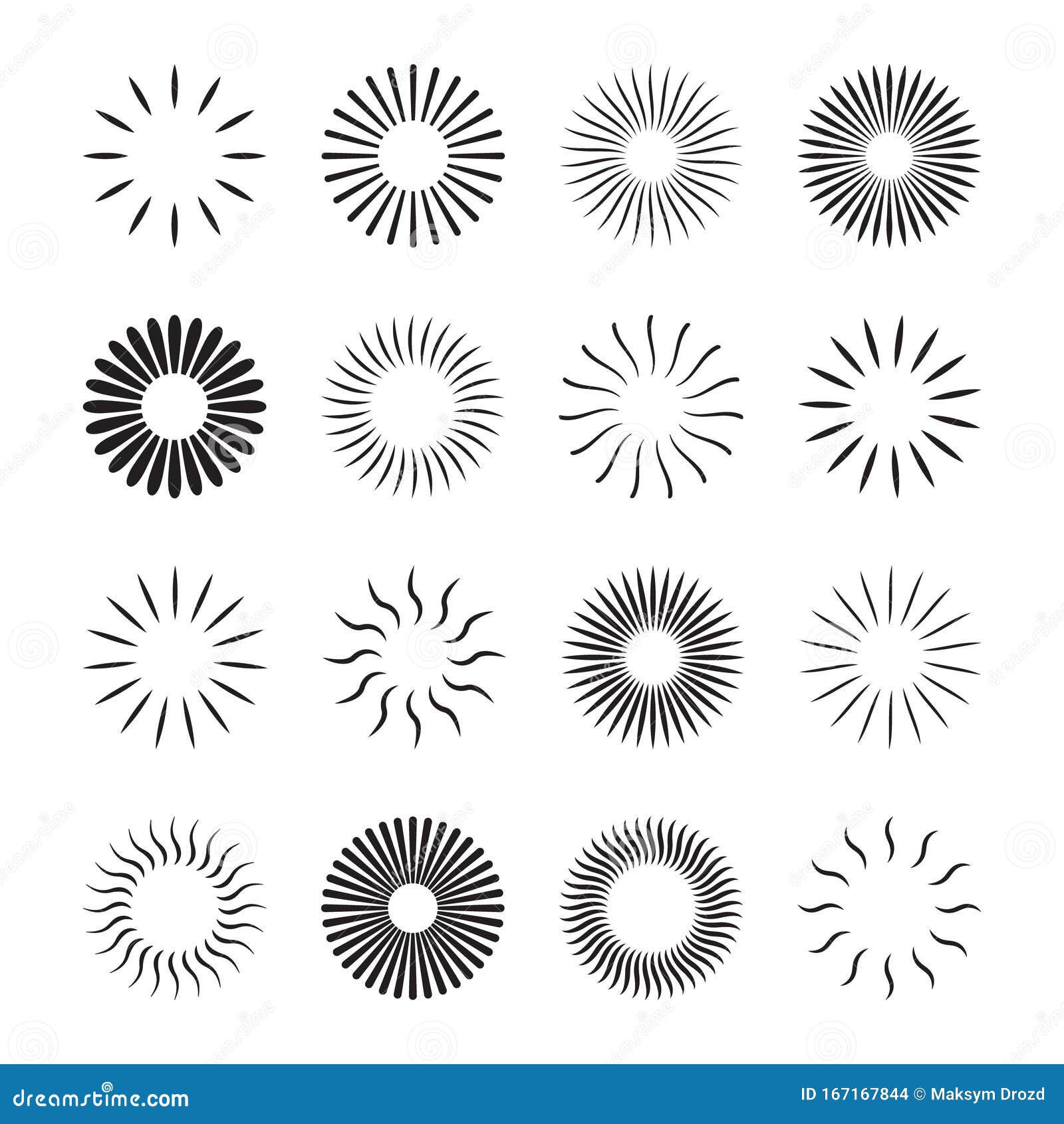 Starburst and Sunburst Radial Effect Set with Different Style for ...