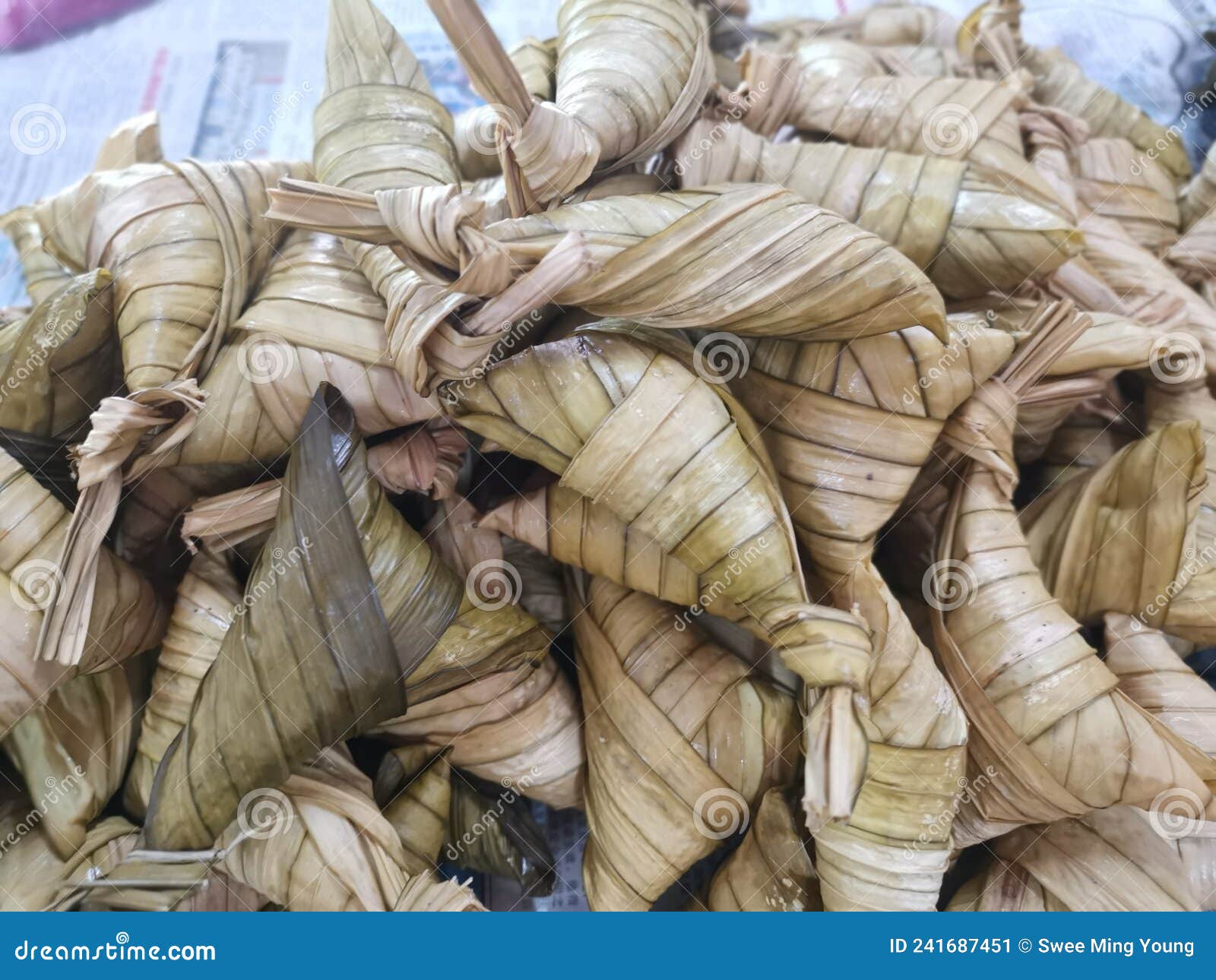 Starchy Glutinous Rice Wrapped with Palas Leaf Stock Image - Image of ...