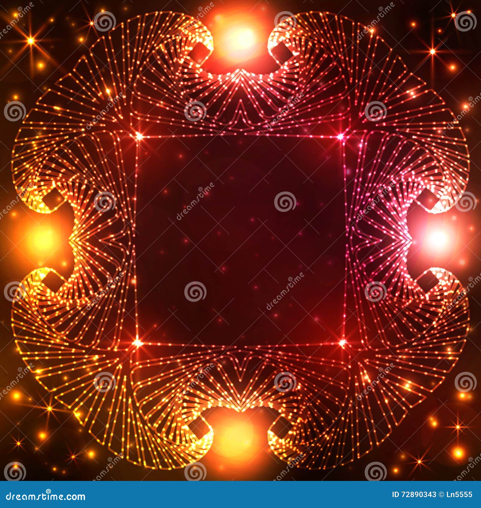 Stardust Decorative Frame on Dark Orange and Red Gradient Background ...