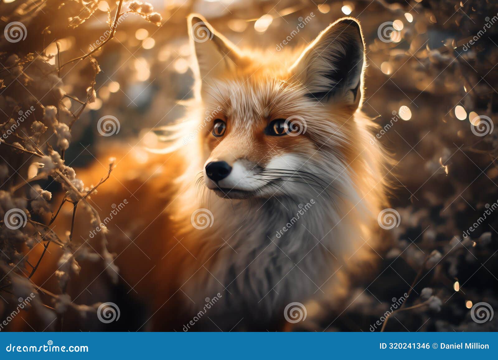 Stardust Fox Navigating Through Sparkling Willows Beautiful Nature ...