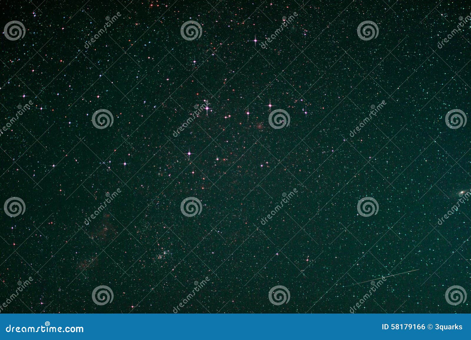 Starfield with Cassiopeia, Andromeda Galaxy, Milky Way and Fallin Stock ...