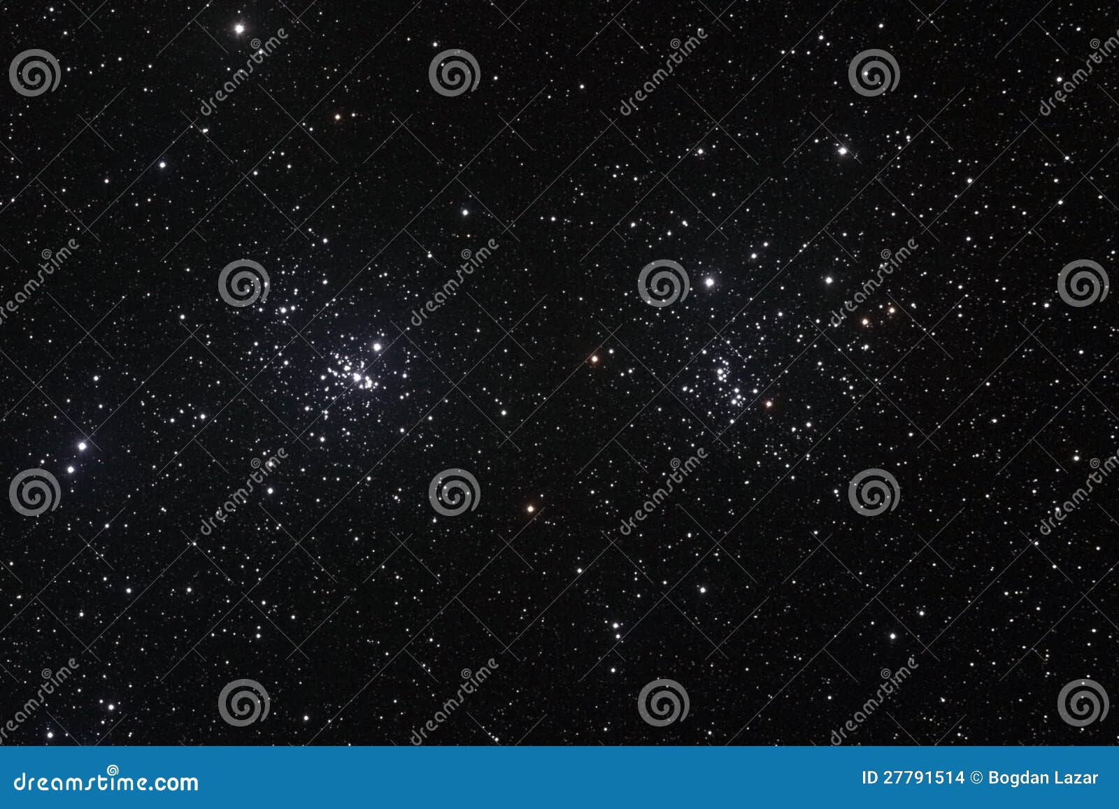 Star Field with the Double Cluster Stock Photo - Image of cadwell ...