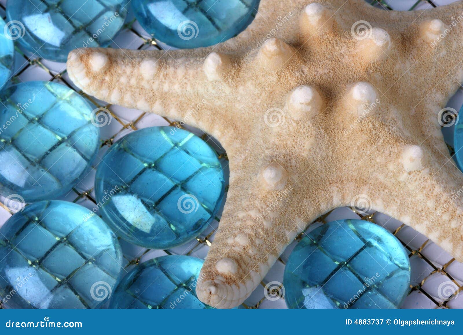 Starfish and Blue Beach Glass Stock Image - Image of glass, sand: 4883737