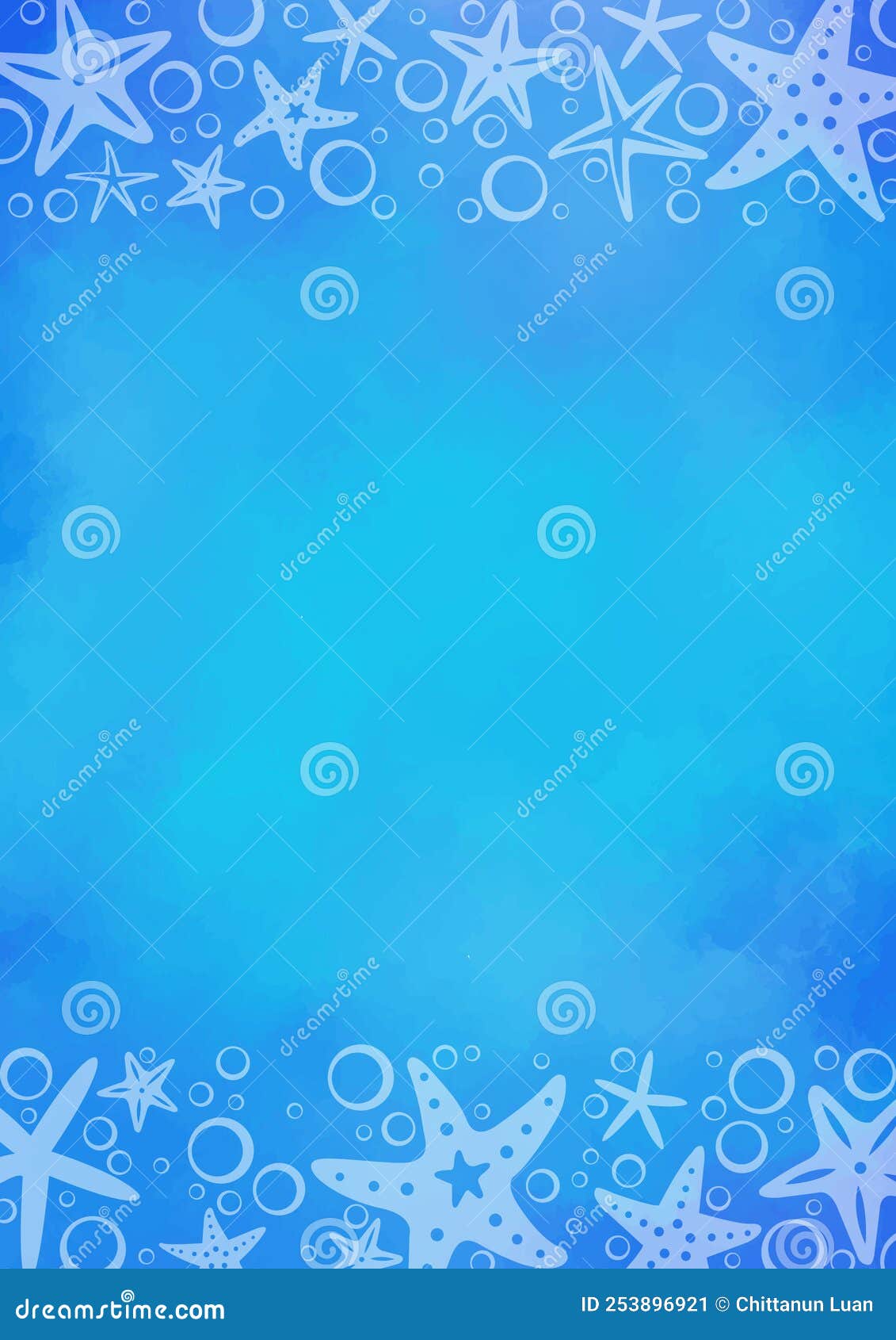 Starfish with Bubble Under the Sea Frame Vector for Decoration on ...