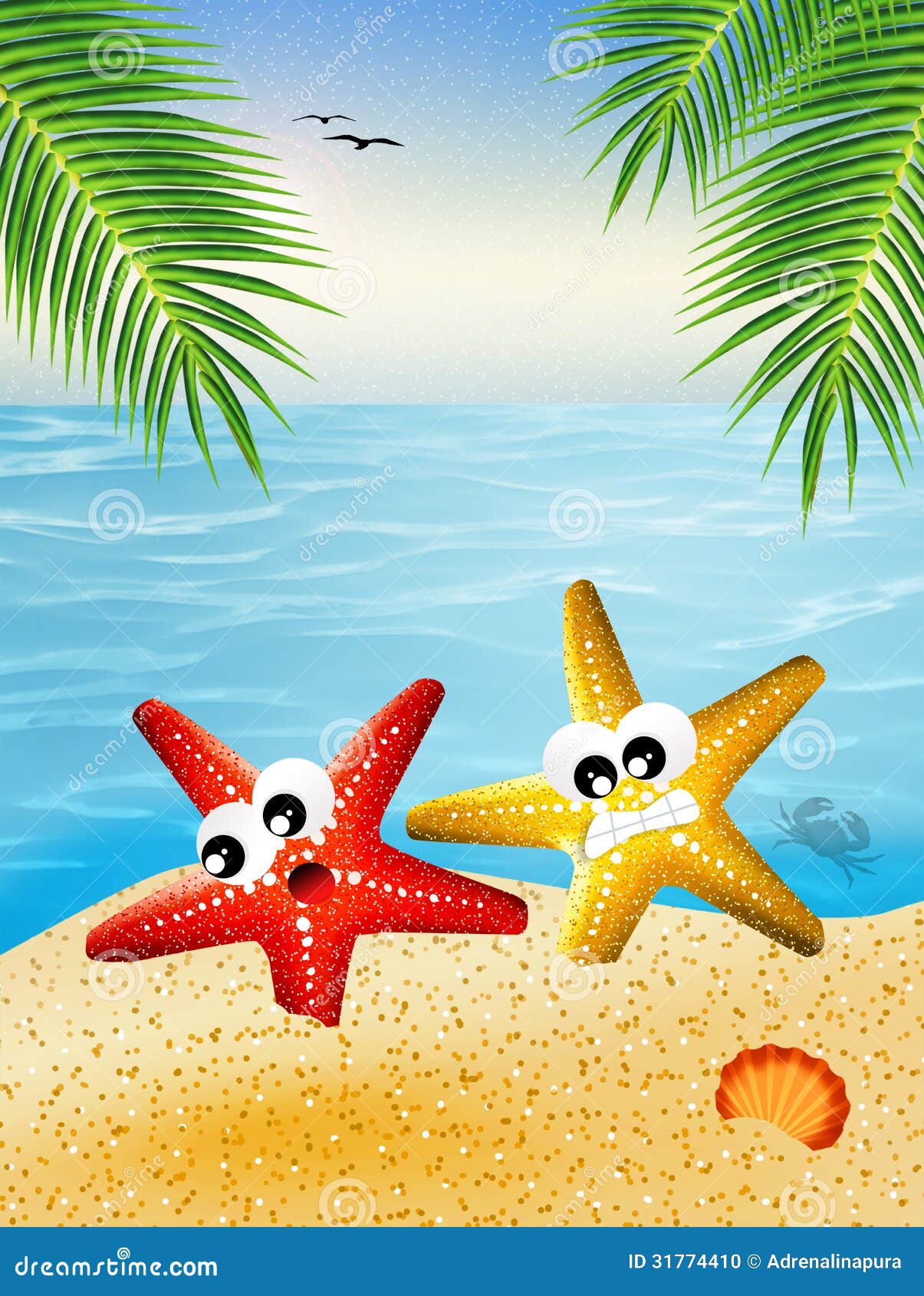 Starfish cartoon stock illustration. Illustration of water - 31774410