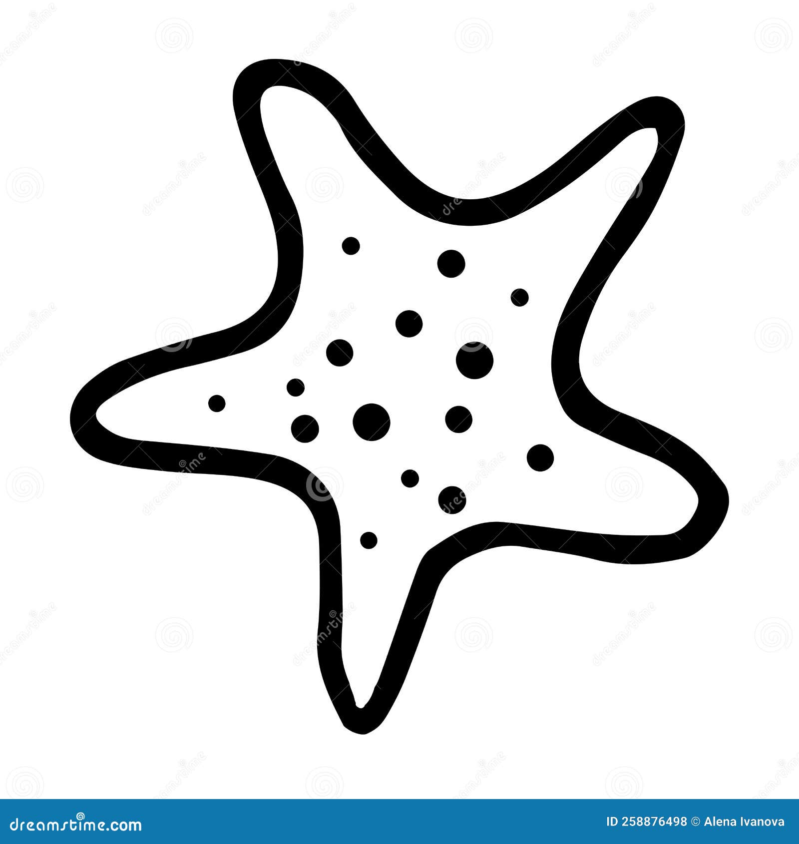 Starfish Doodle Style Vector Illustration Isolated on White Stock ...