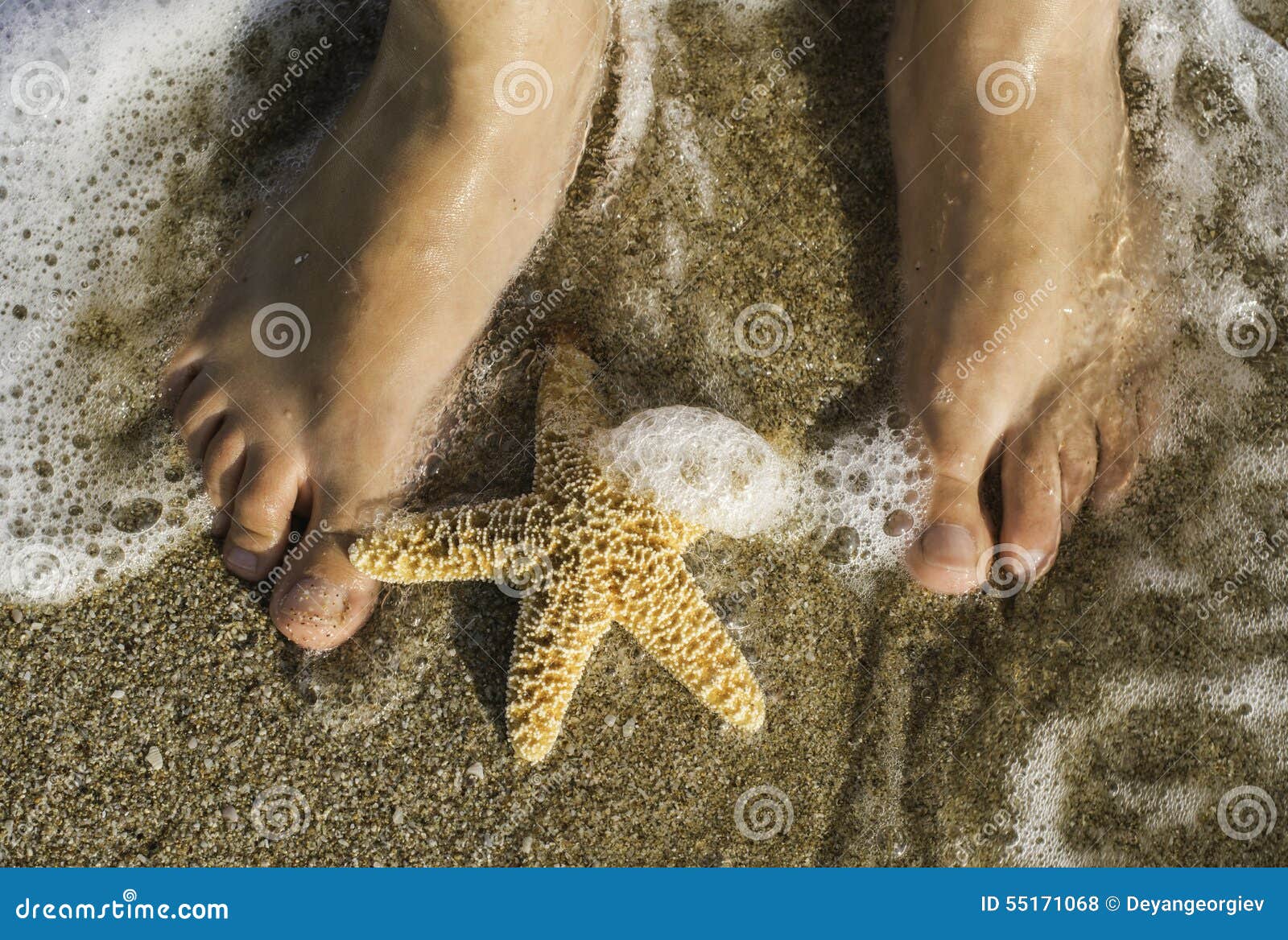 Starfish and Feet on the Beach Stock Photo - Image of relaxation ...