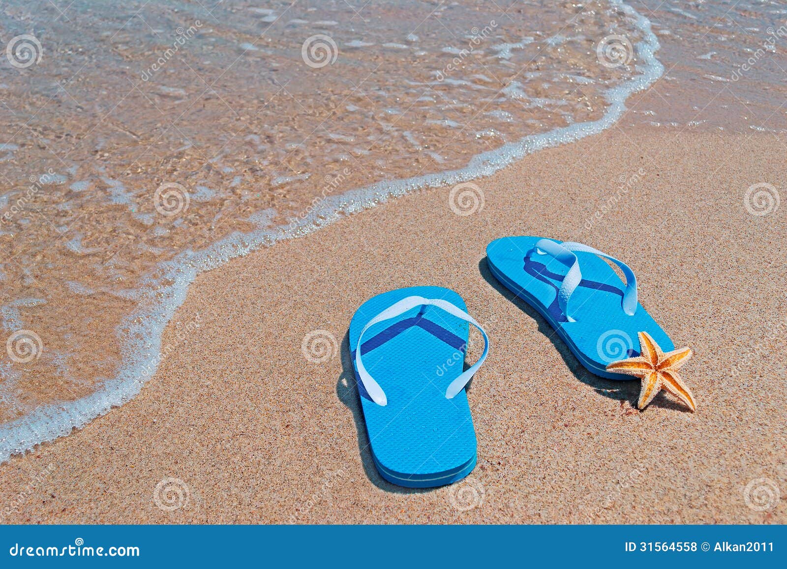 Starfish and flip-flops stock photo. Image of flip, tide - 31564558