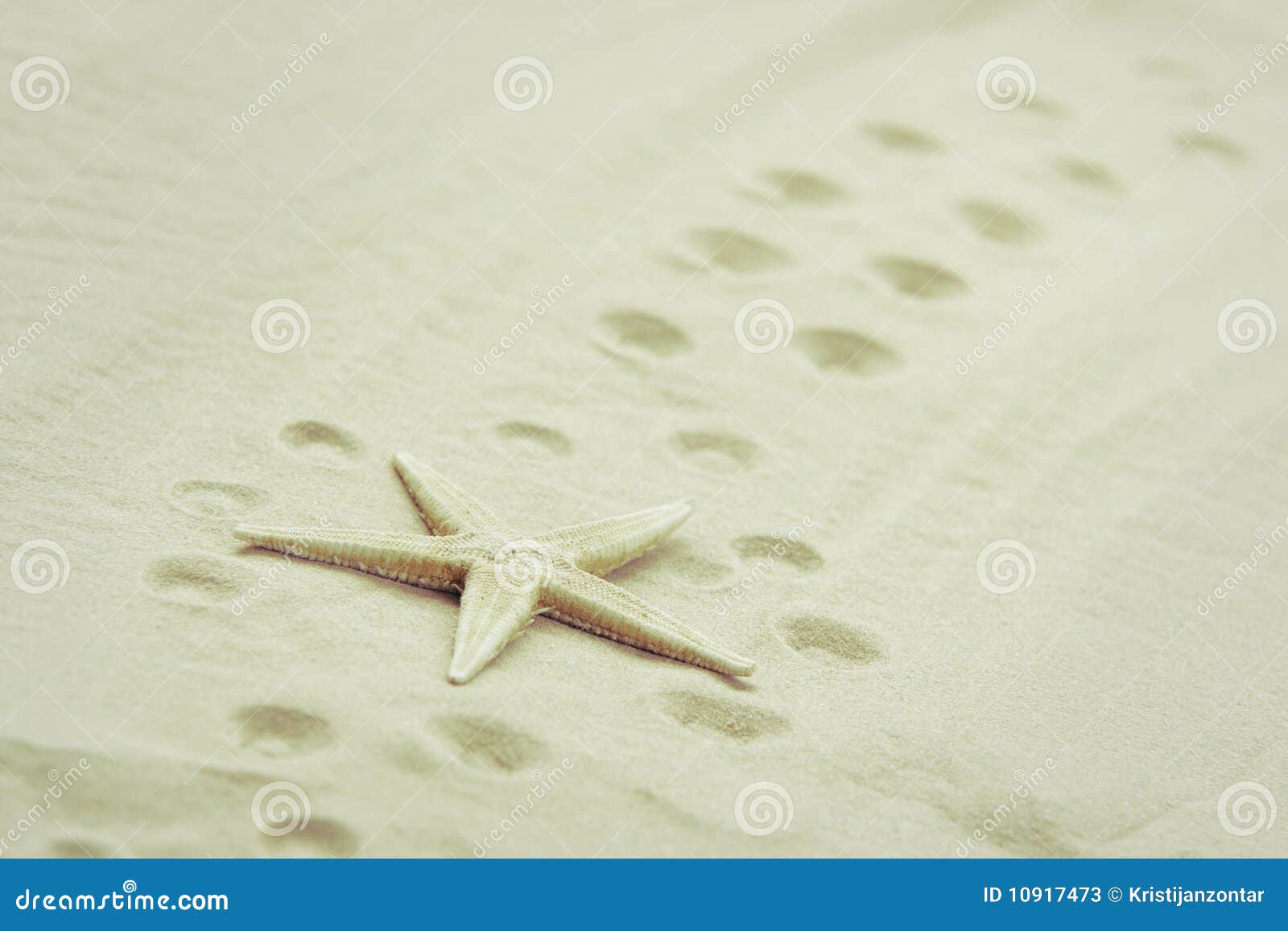 Starfish and footprints stock image. Image of beach, depth - 10917473