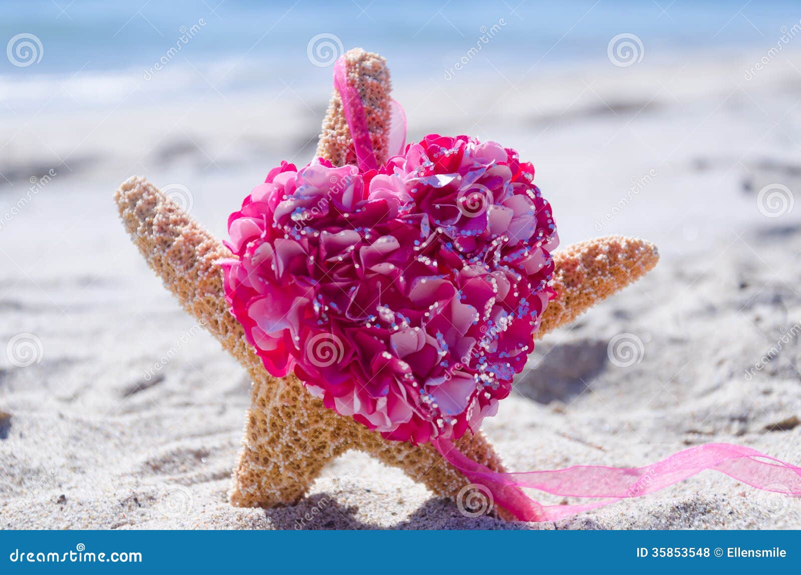 Starfish with Heart by the Ocean Stock Photo - Image of love, heart ...