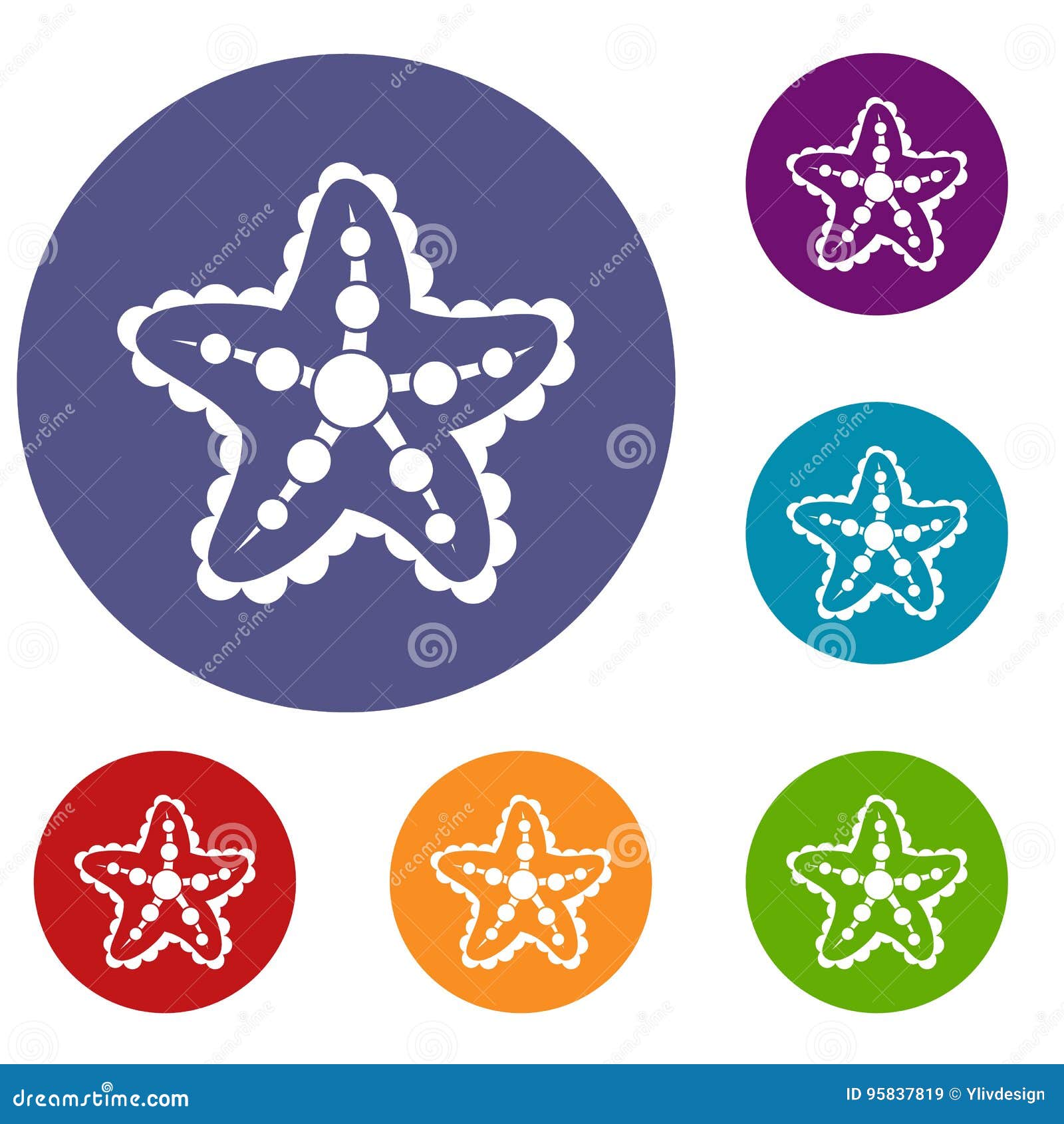 Starfish icons set stock vector. Illustration of flat - 95837819