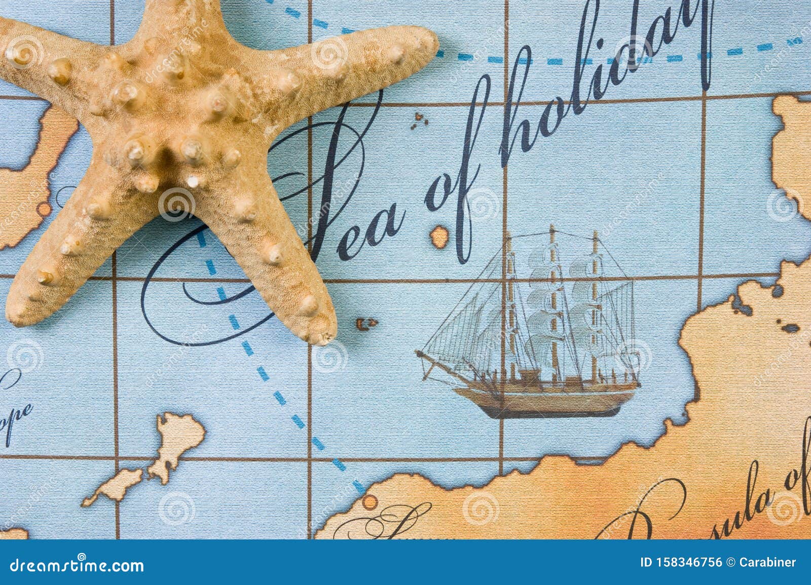 Starfish on map stock photo. Image of north, physical - 158346756