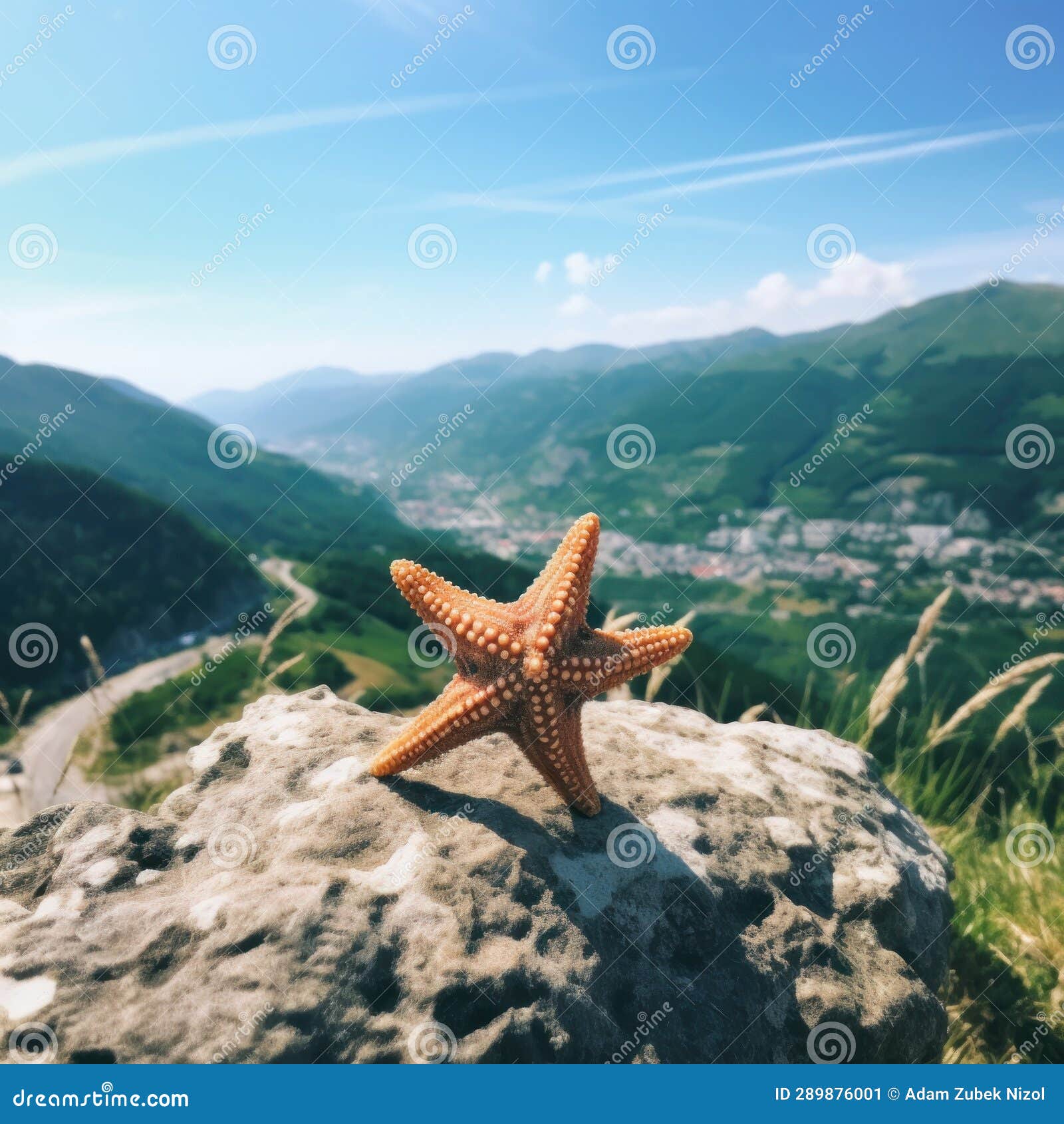 A starfish on a rock stock illustration. Illustration of landscape ...