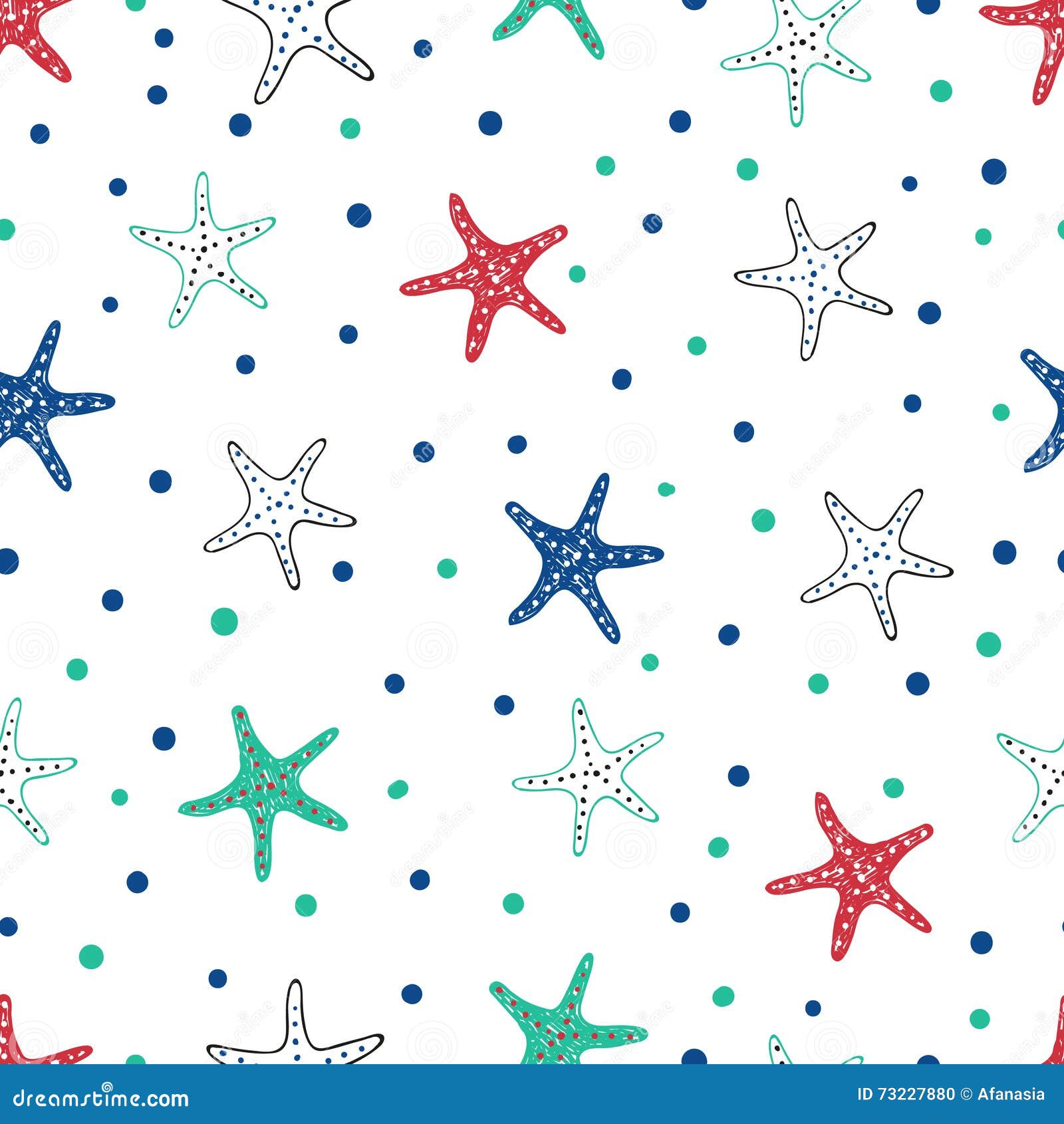 Starfish Seamless Vector Pattern. Underwater Animals In The Shape Of ...