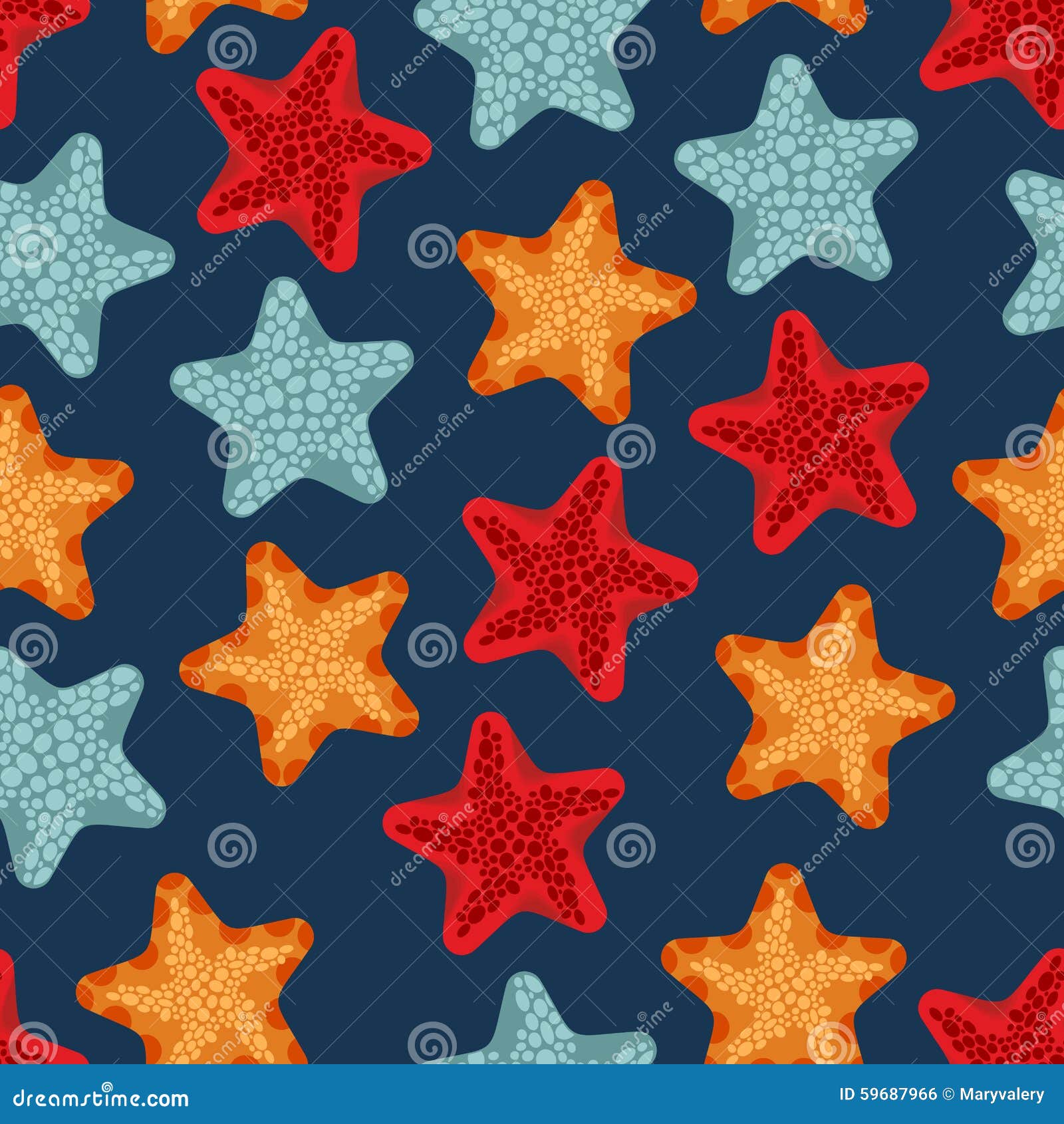 Starfish seamless pattern. stock vector. Illustration of paper - 59687966