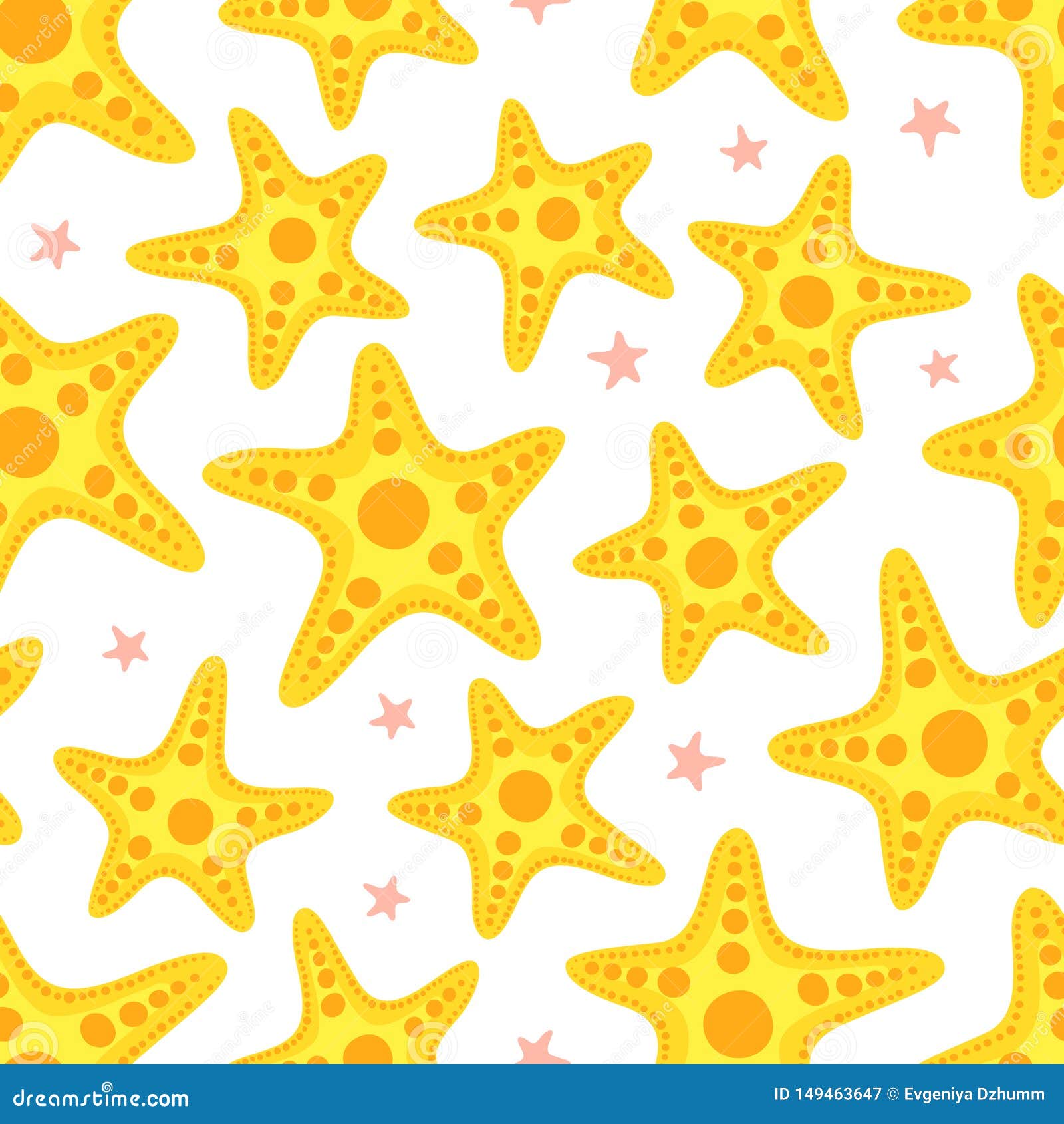 Starfish Seamless Pattern. Nautical Background with Yellow Sea Stars ... Starfish Seamless Pattern. Nautical Background with Yellow Sea Stars ...
