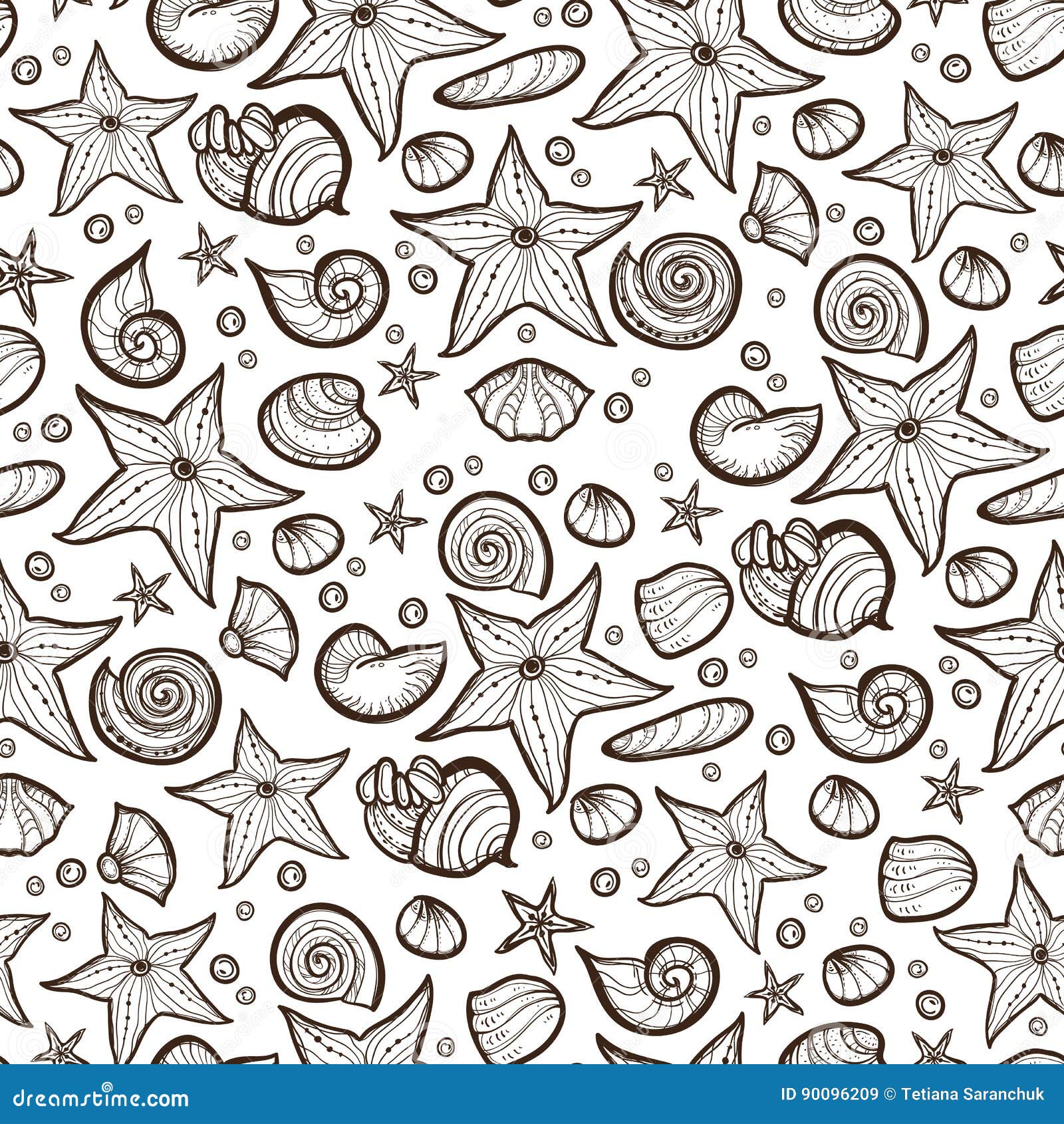 Starfish Shell Seamless Pattern Vector Stock Vector - Illustration of ...