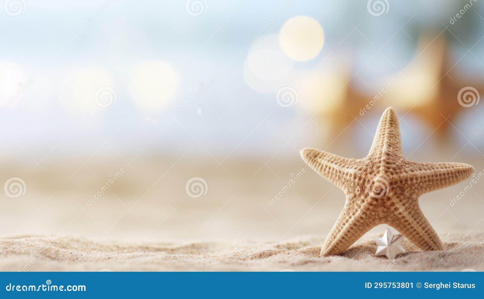 A Starfish is Sitting on the Sand with a Bokeh Background, AI Stock Image - Image of coastline ...