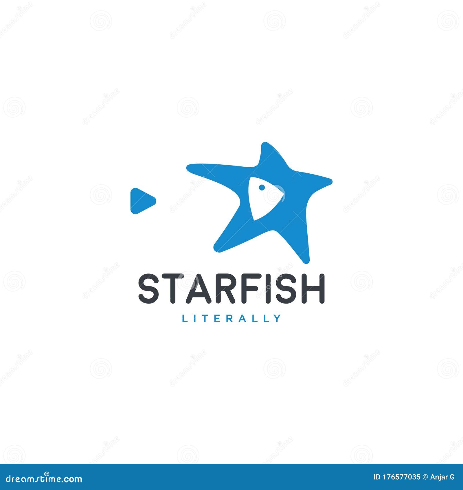 Starfish Star and Fish Creative Negative Space Logo Design Vector Stock ...