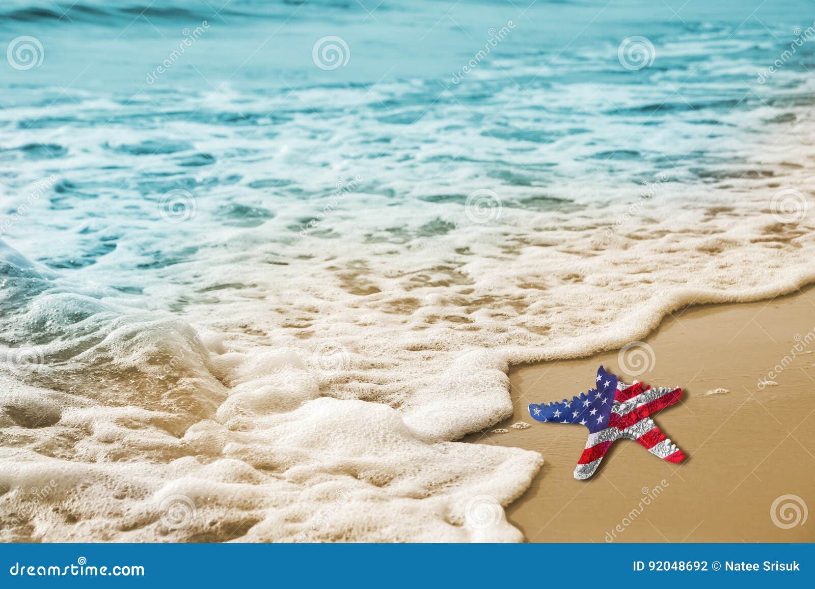 Starfish with USA Flag on the Sandy Beach for Labor Day Concept Stock ...