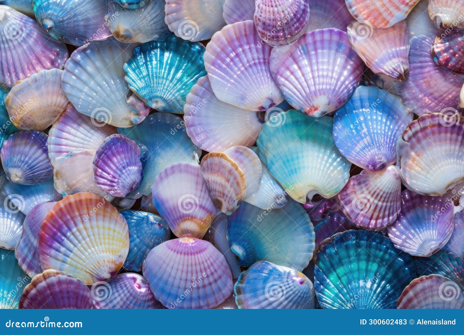Starfish and Various Seashells Macro Background. Sshells Have Different ...