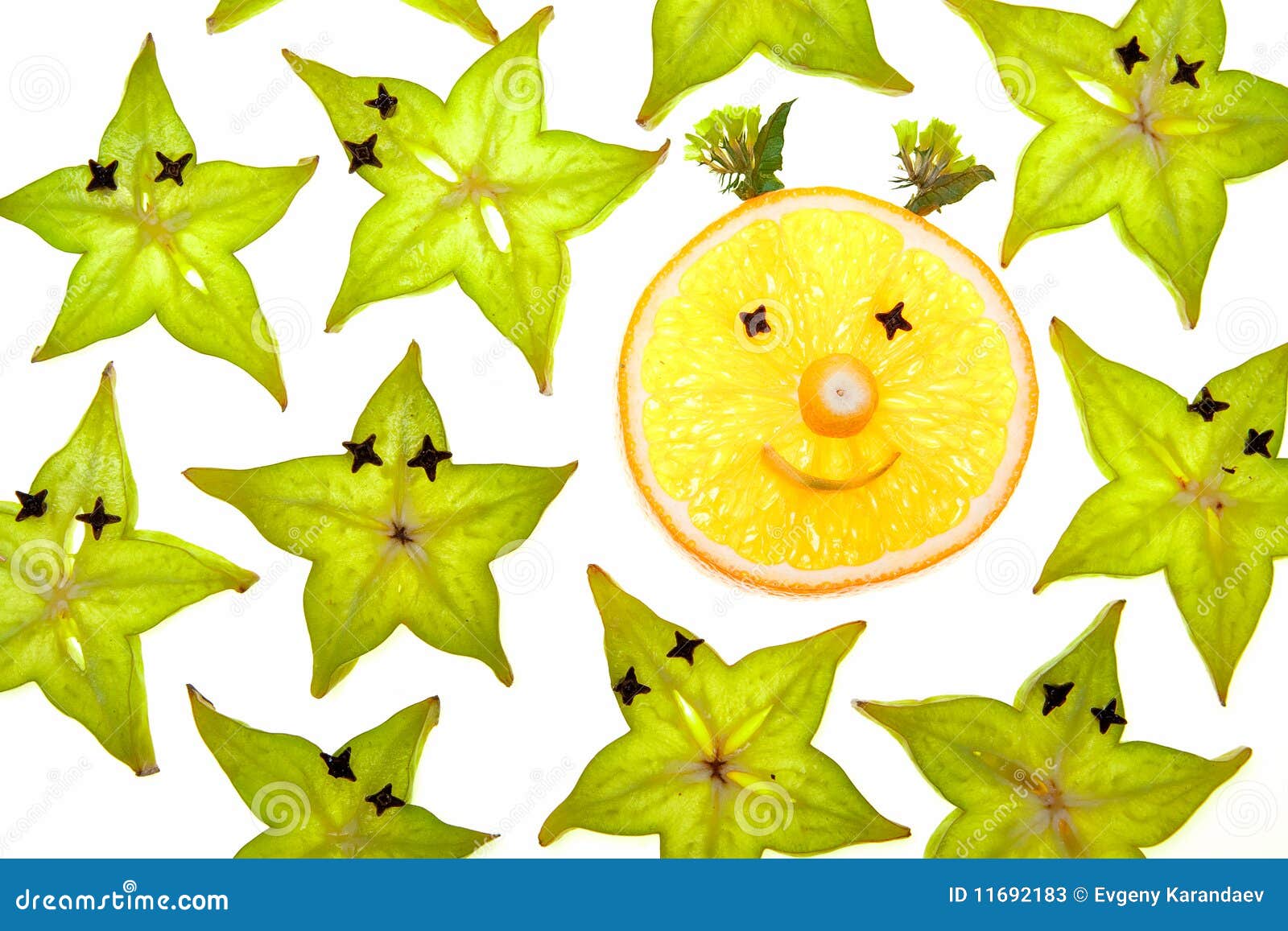 Starfruit (carambola) Slices with Orange Face Stock Image - Image of ...