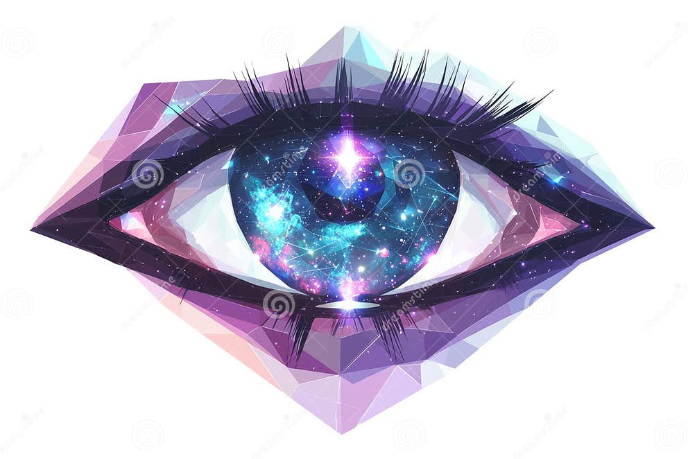 Stargazer with Glowing Patterns of Distant Galaxies Inside the Eyes ...