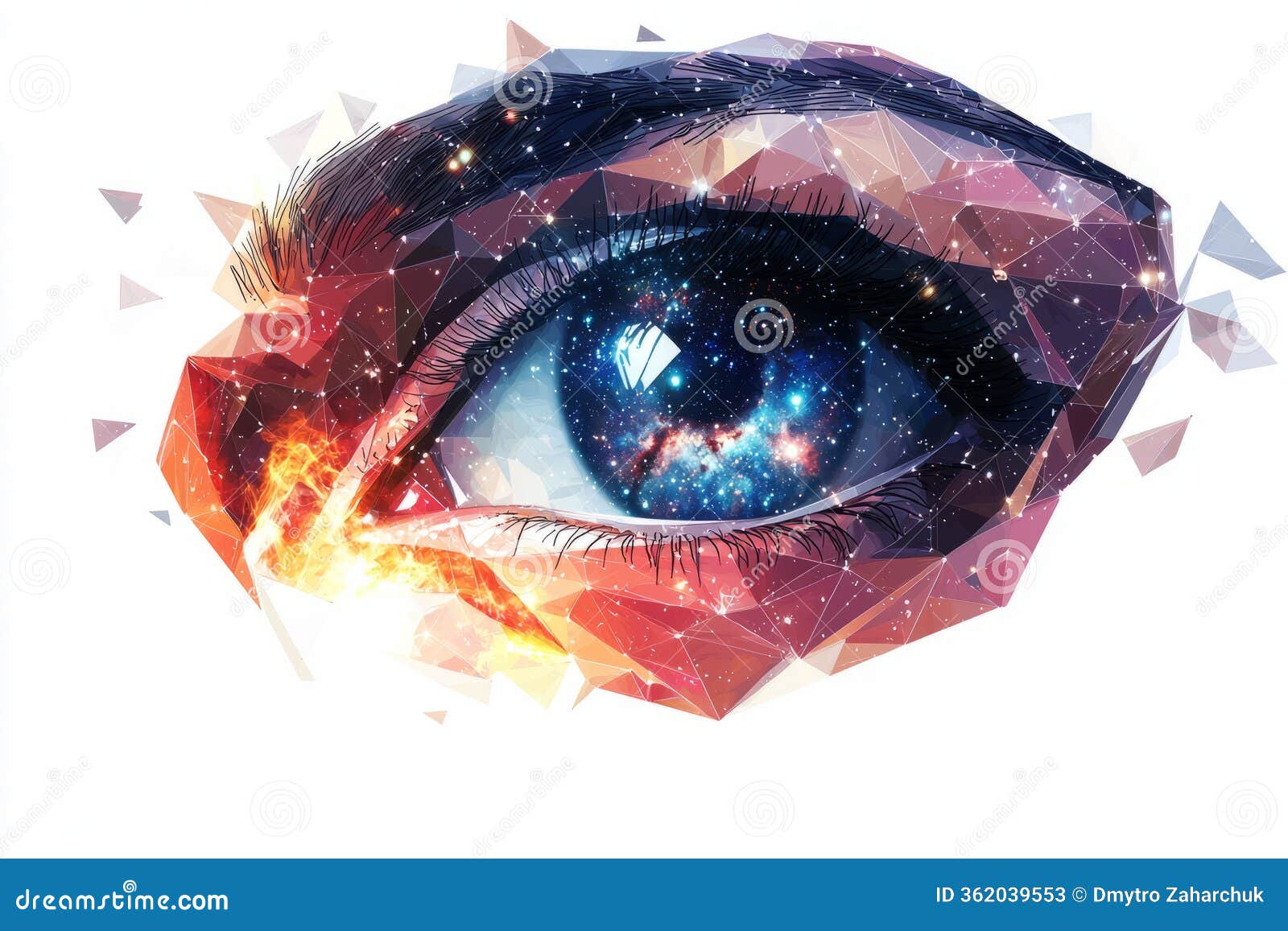 Stargazer with Glowing Patterns of Distant Galaxies Inside the Eyes ...