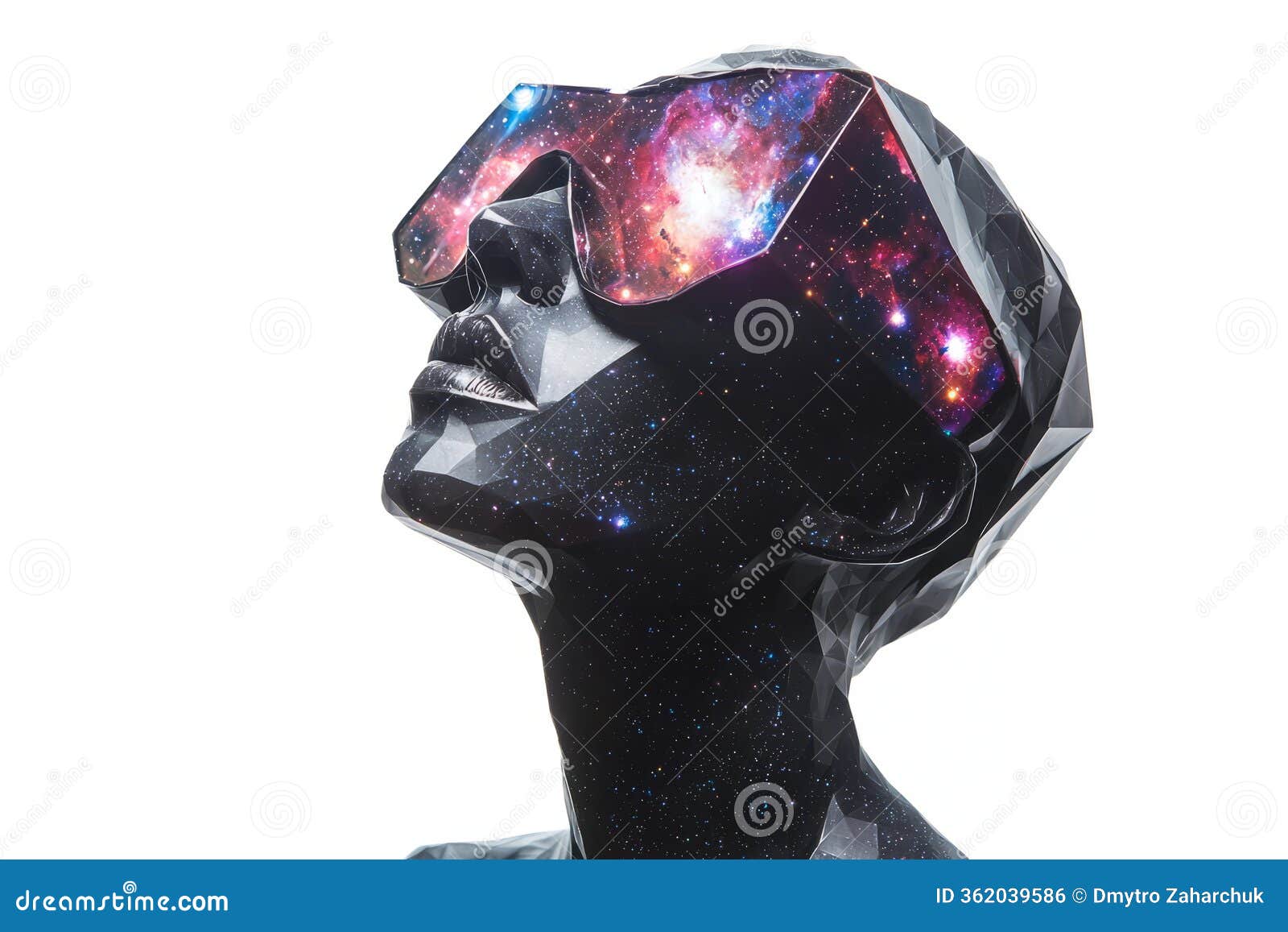 Stargazer with Glowing Patterns of Distant Galaxies Inside the Eyes ...